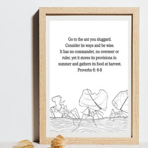 Ants and Sluggards, Proverbs, Bible Verses, Biblical, Wall Art, Home ...
