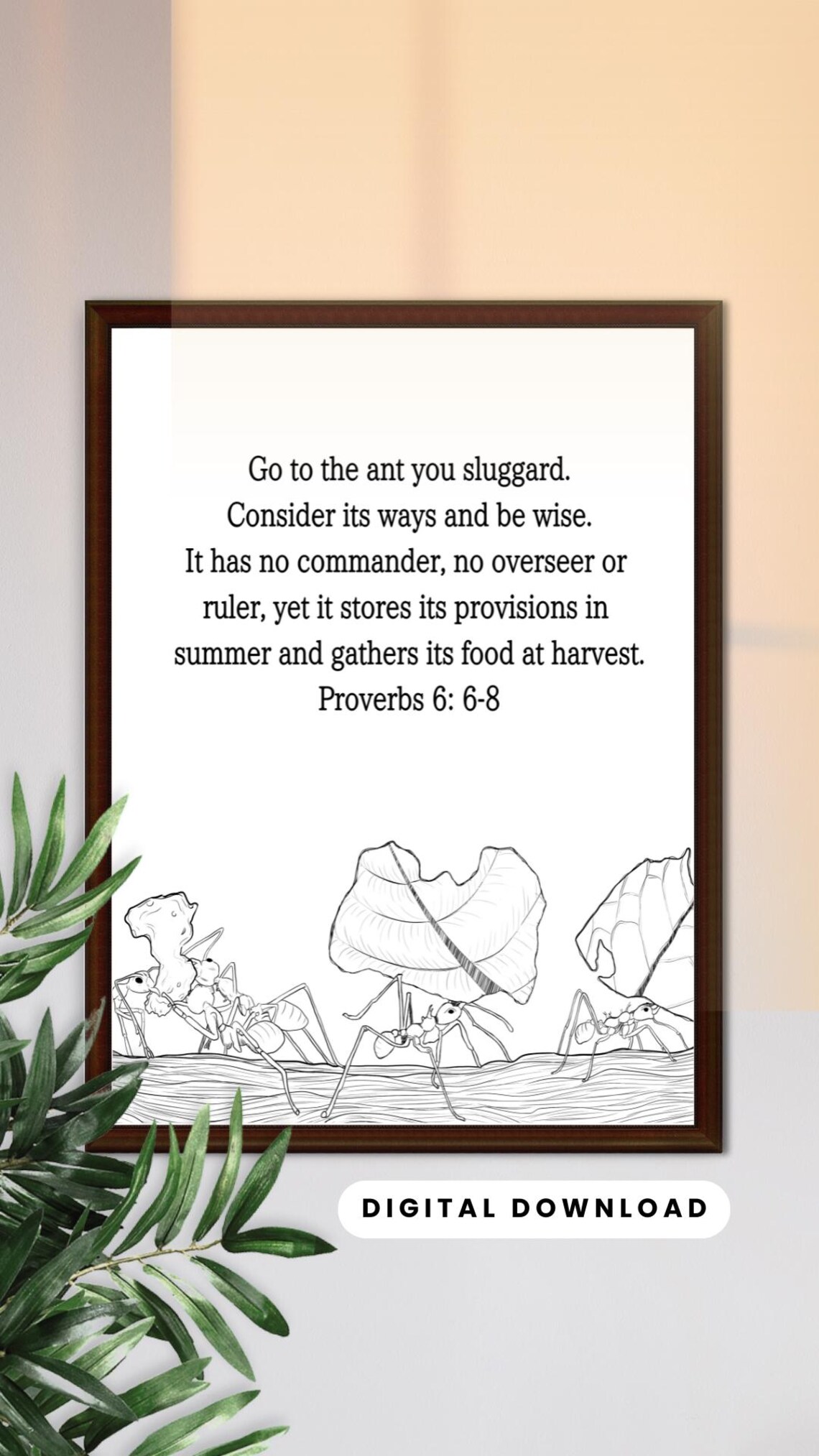 Ants and Sluggards, Proverbs, Bible Verses, Biblical, Wall Art, Home ...