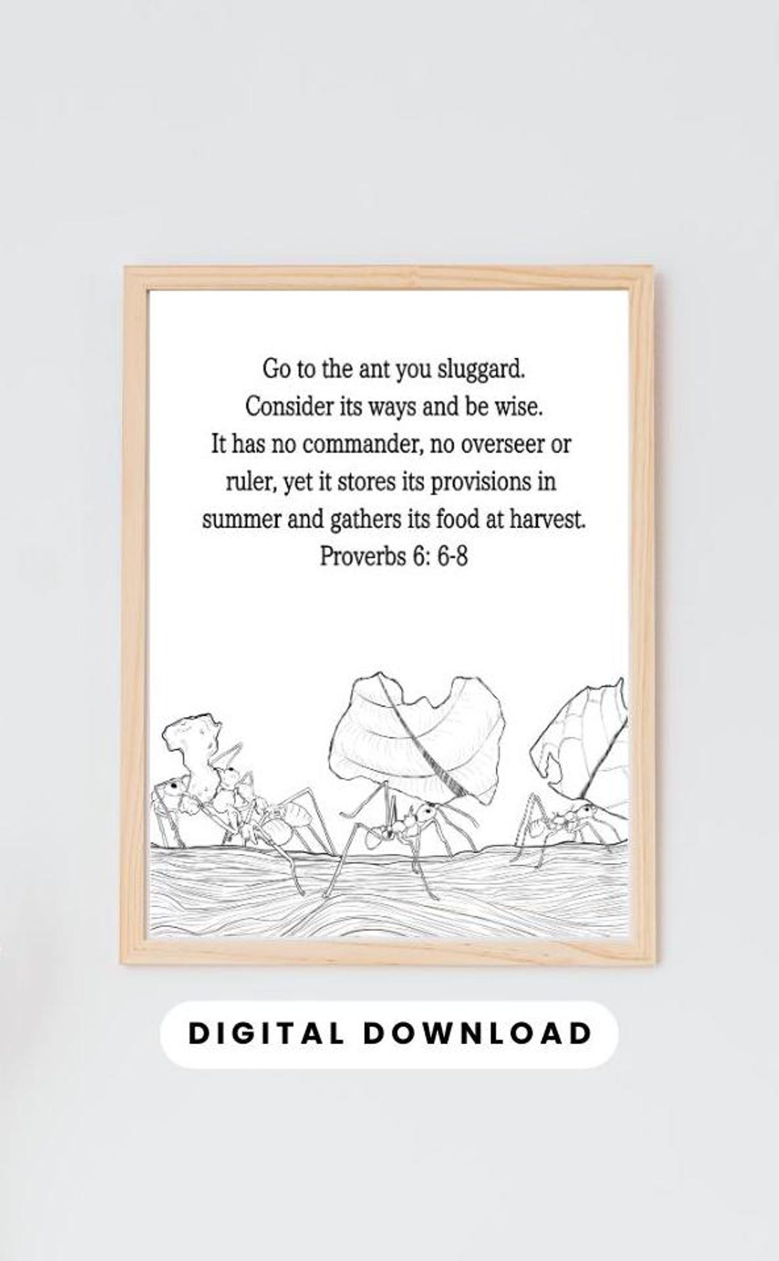 Ants and Sluggards, Proverbs, Bible Verses, Biblical, Wall Art, Home ...