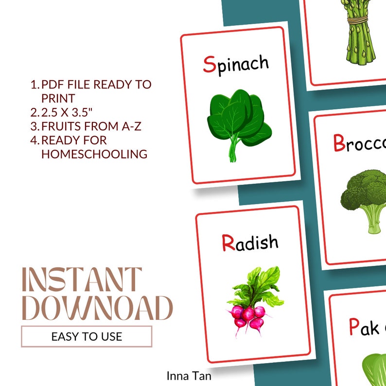 Alphabet Veggie Flashcards, Fun and Educational Learning Tool, Perfect ...