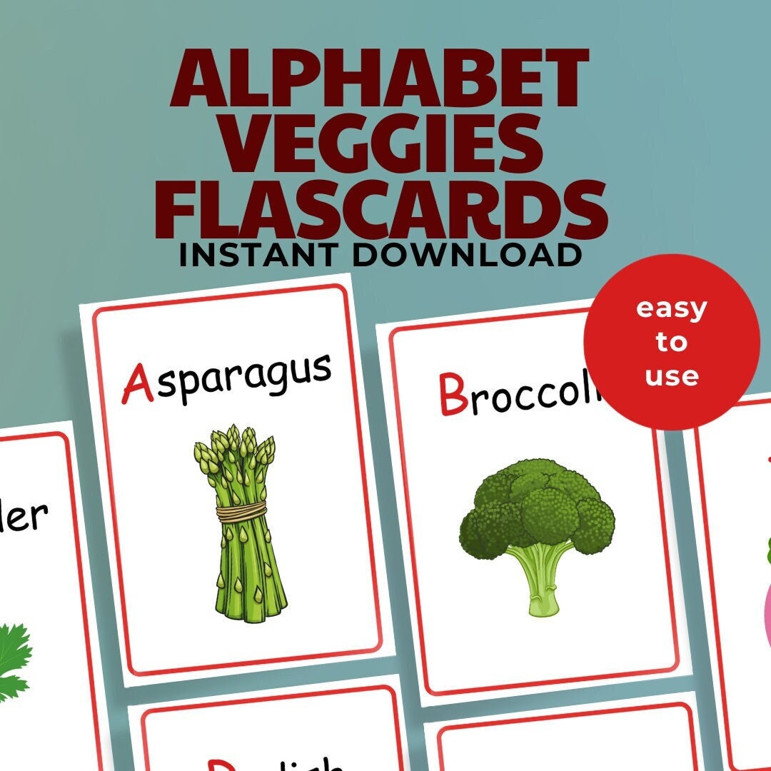 Alphabet Veggie Flashcards, Fun and Educational Learning Tool, Perfect ...
