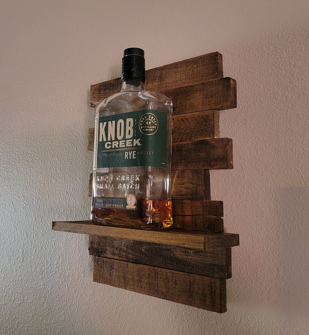 Rustic Reclaimed Wood Whiskey Shelf - Wall Mounted Bar Storage - Etsy