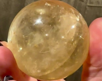 AAA Honey Optical Calcite Quartz Sphere/yellow Viking Rainbow Crytal ...