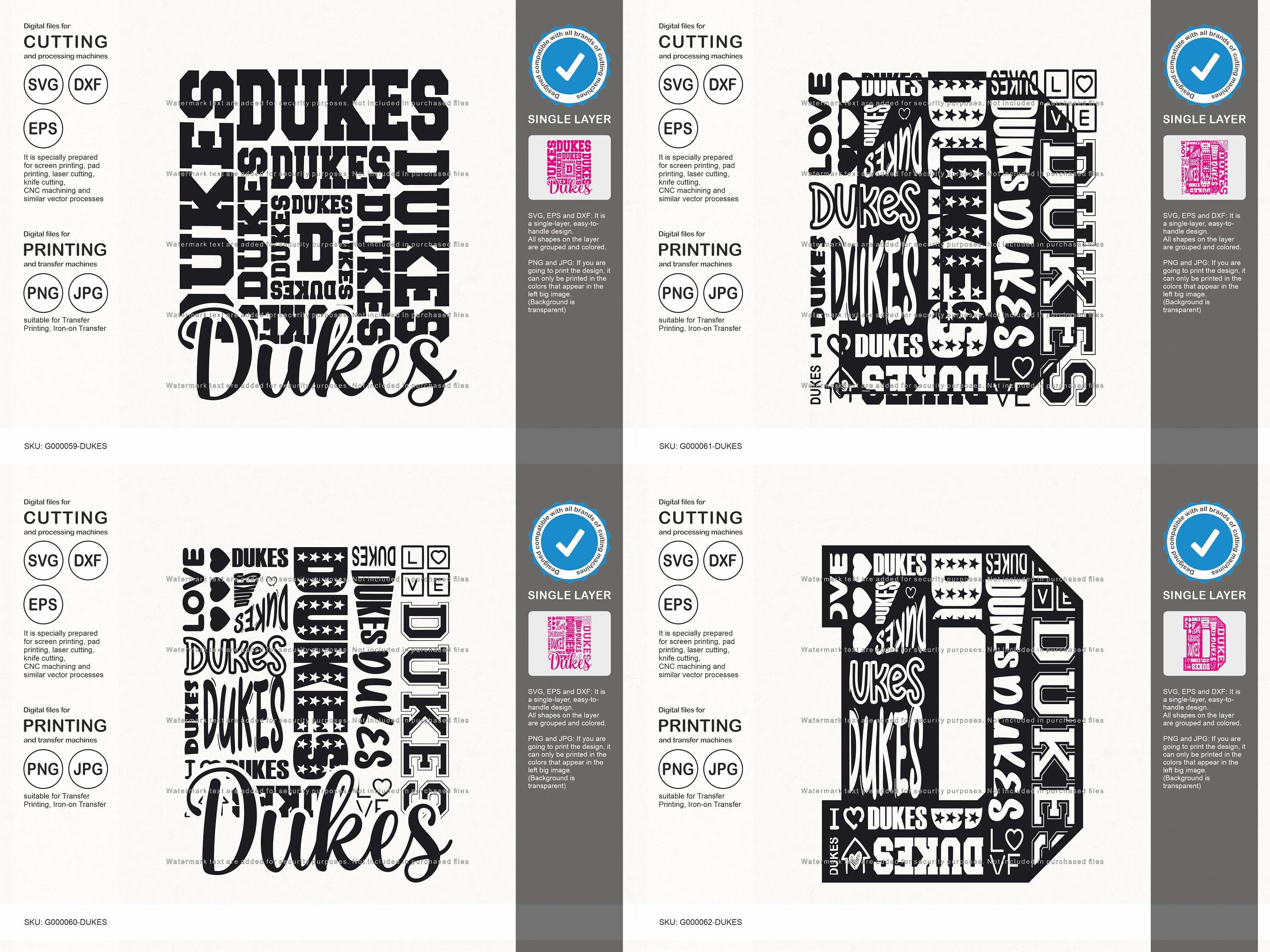 Dukes Svg, Duke 12 Typography Svg Mascot Designs Pack, Dukes Typography ...