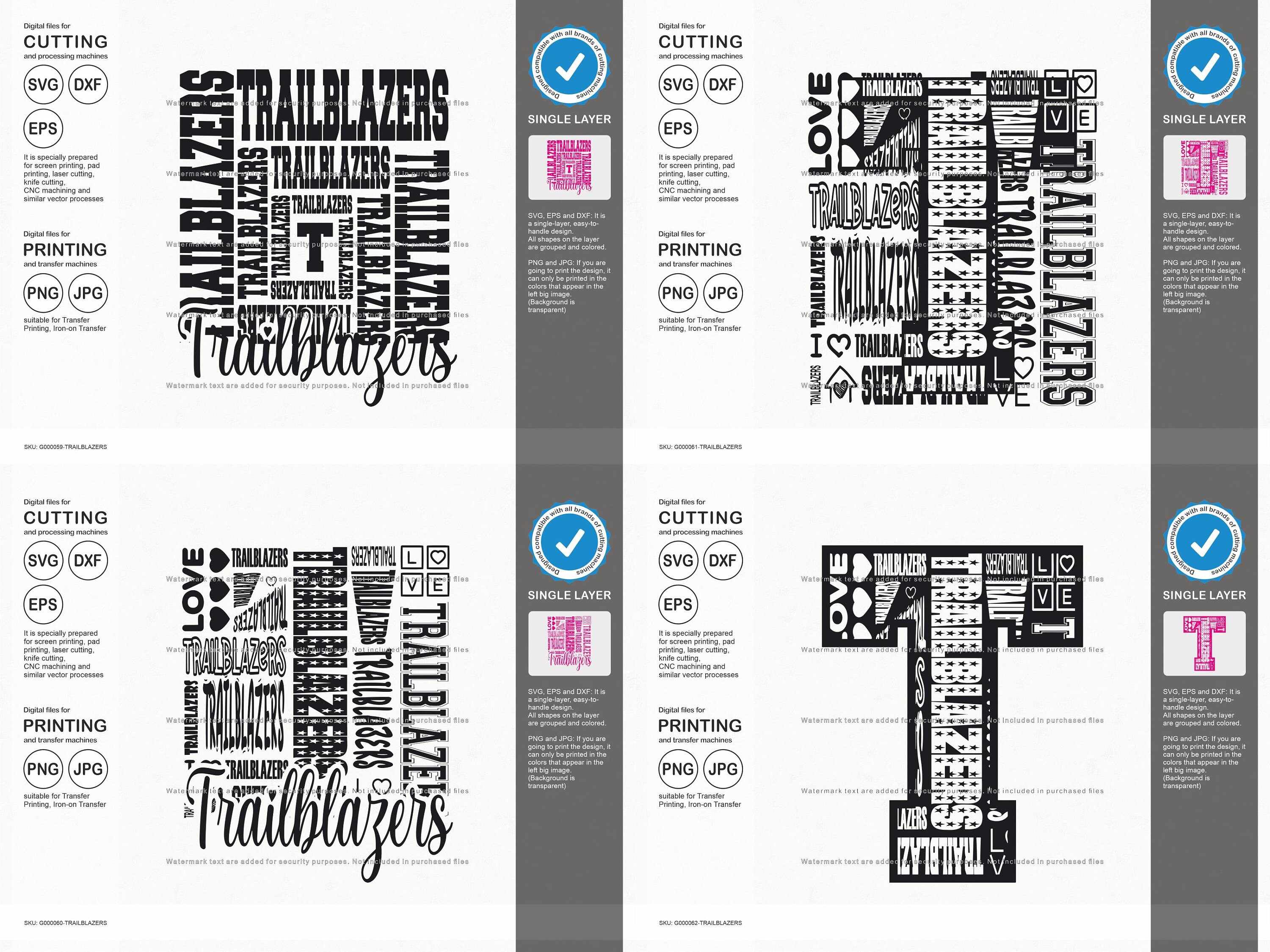 Trailblazers Svg, Trailblazer 12 Typography Svg Mascot Designs Pack ...