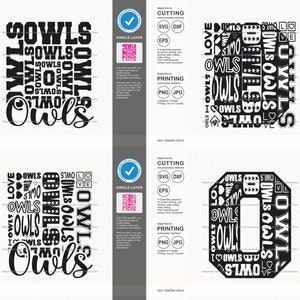 Owls Svg, Owl 12 Typography Svg Mascot Designs Pack, Owls Typography ...