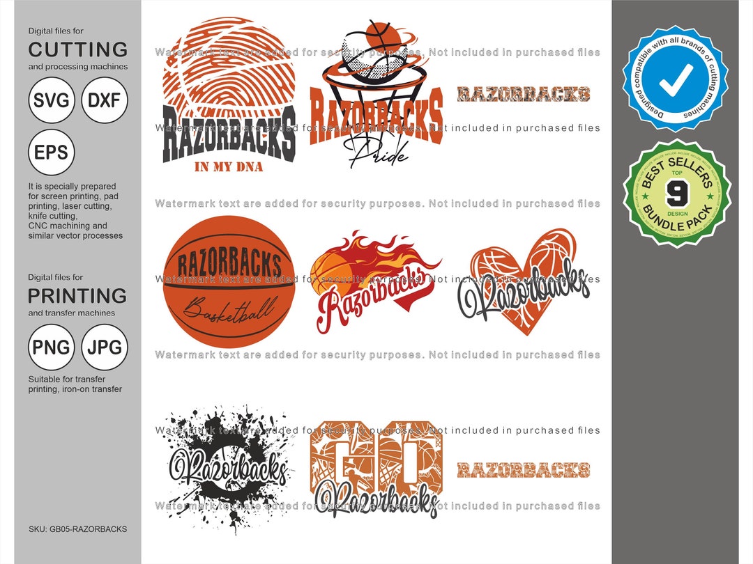 Razorbacks Svg, Razorbacks Basketball Svg, 9-pack Razorbacks Svg Bundle ...