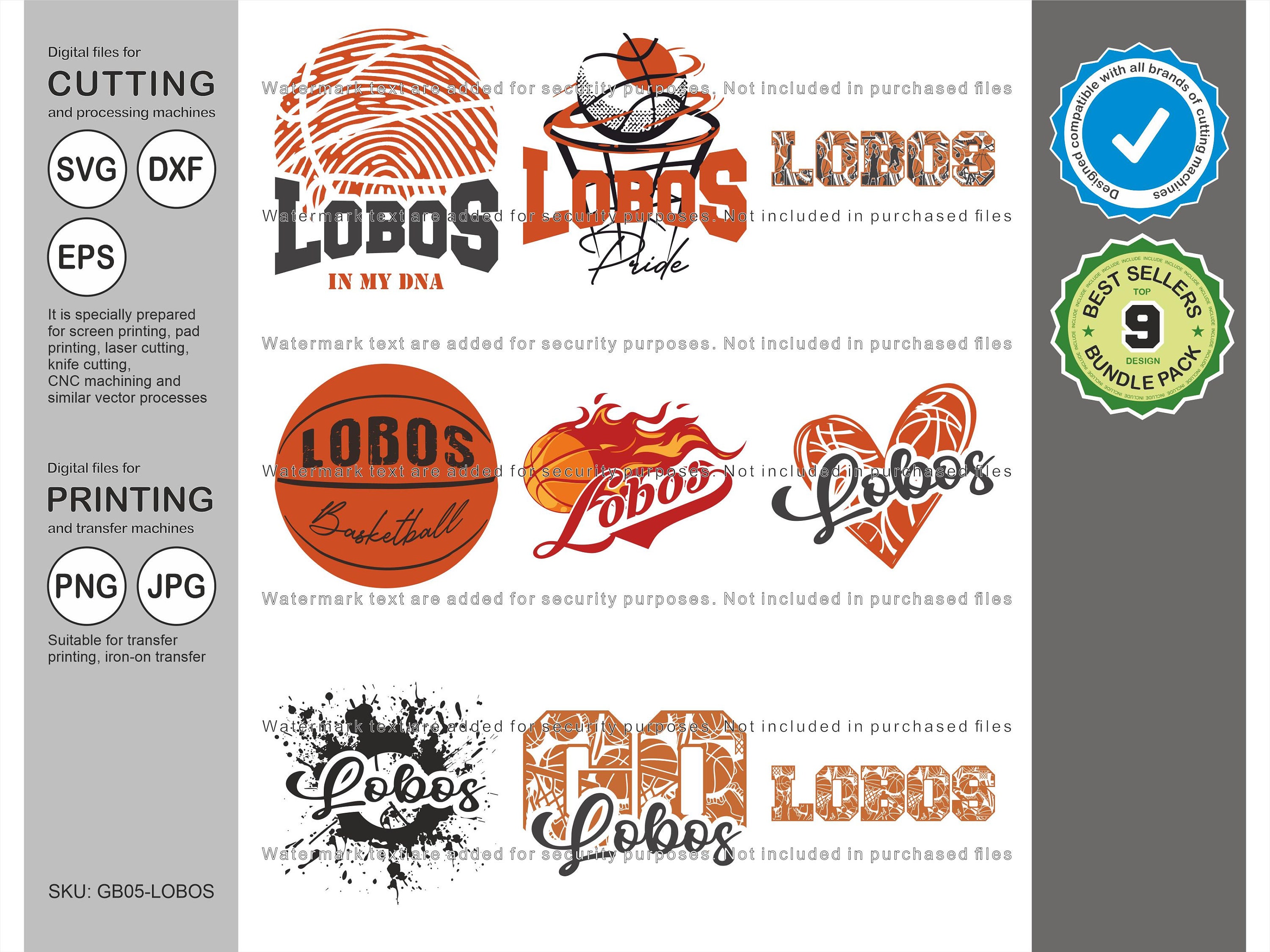 Lobos Svg, Lobos Basketball Svg, 9-pack Lobos Svg Bundle, Cut and Iron ...