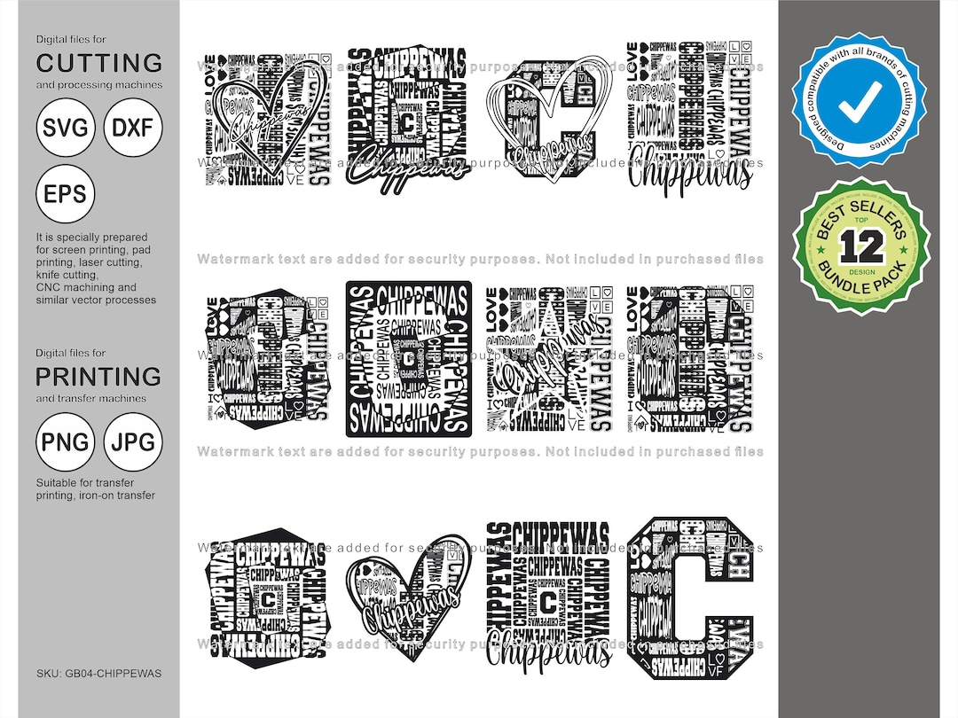Chippewas Svg, Chippewa 12 Typography Svg Mascot Designs Pack ...