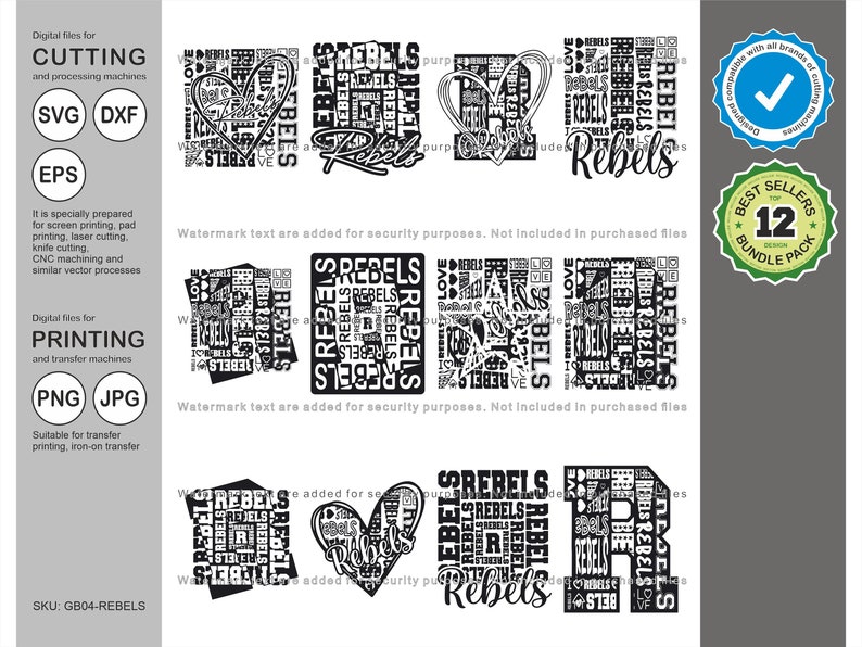 Rebels Svg, Rebel 12 Typography Svg Mascot Designs Pack, Rebels ...