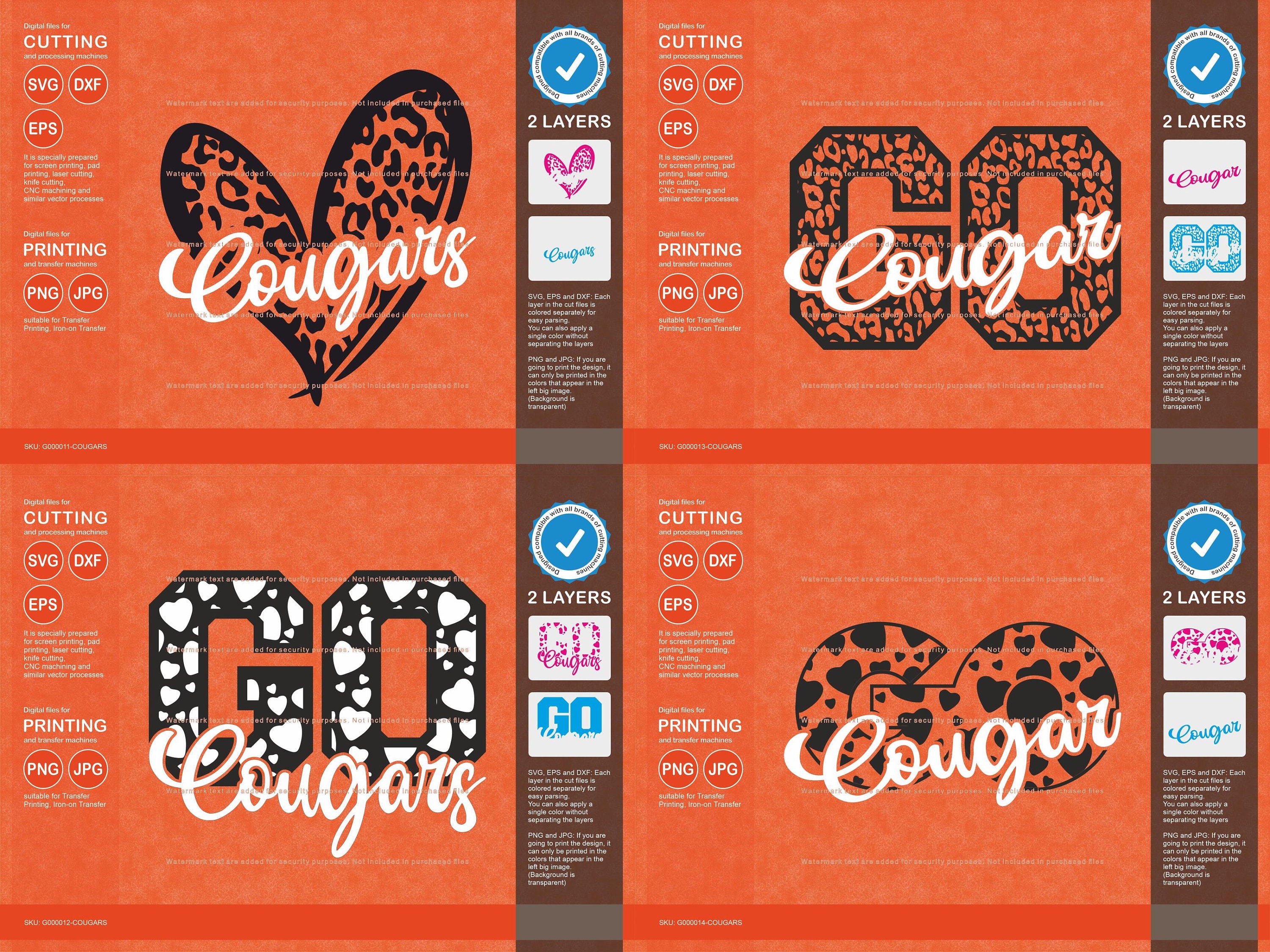 Cougars Svg, Cougar 12 Leopard Svg Mascot Designs Pack, Cougars Leopard ...