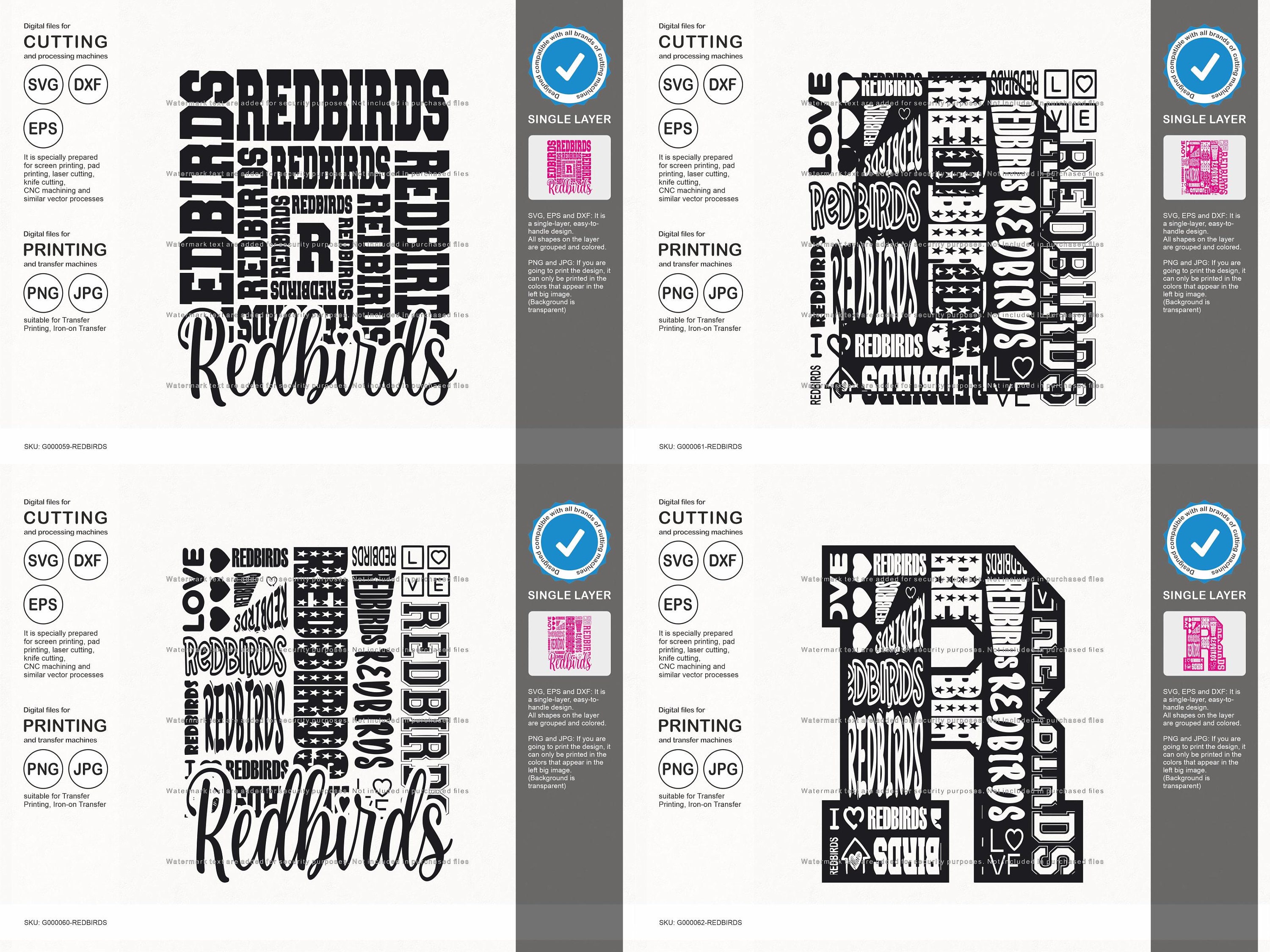 Redbirds Svg, Redbird 12 Typography Svg Mascot Designs Pack, Redbirds ...