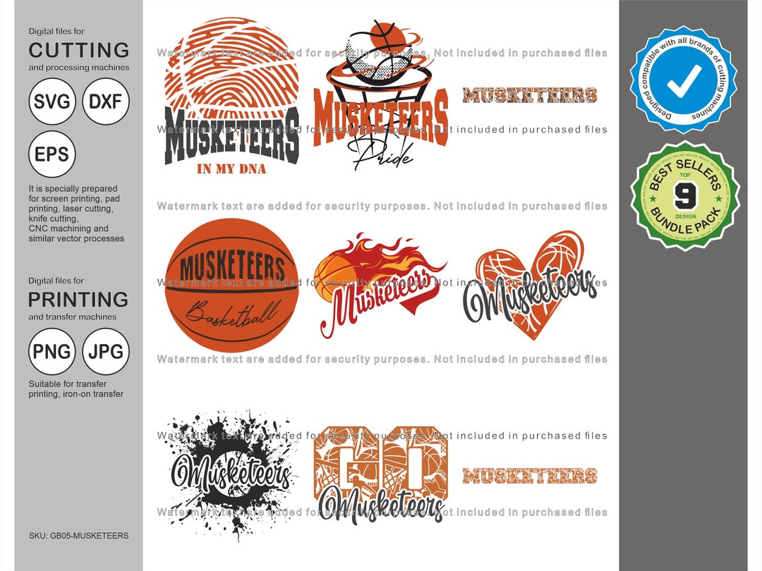 Musketeers Svg, Musketeers Basketball Svg, 9-pack Musketeers Svg Bundle ...