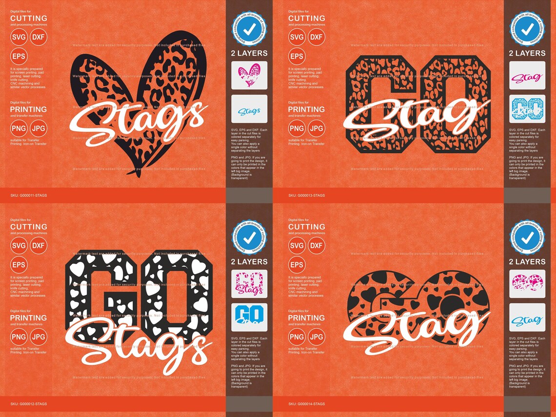 Stags Svg Stag 12 Leopard Svg Mascot Designs Pack Stags - Etsy