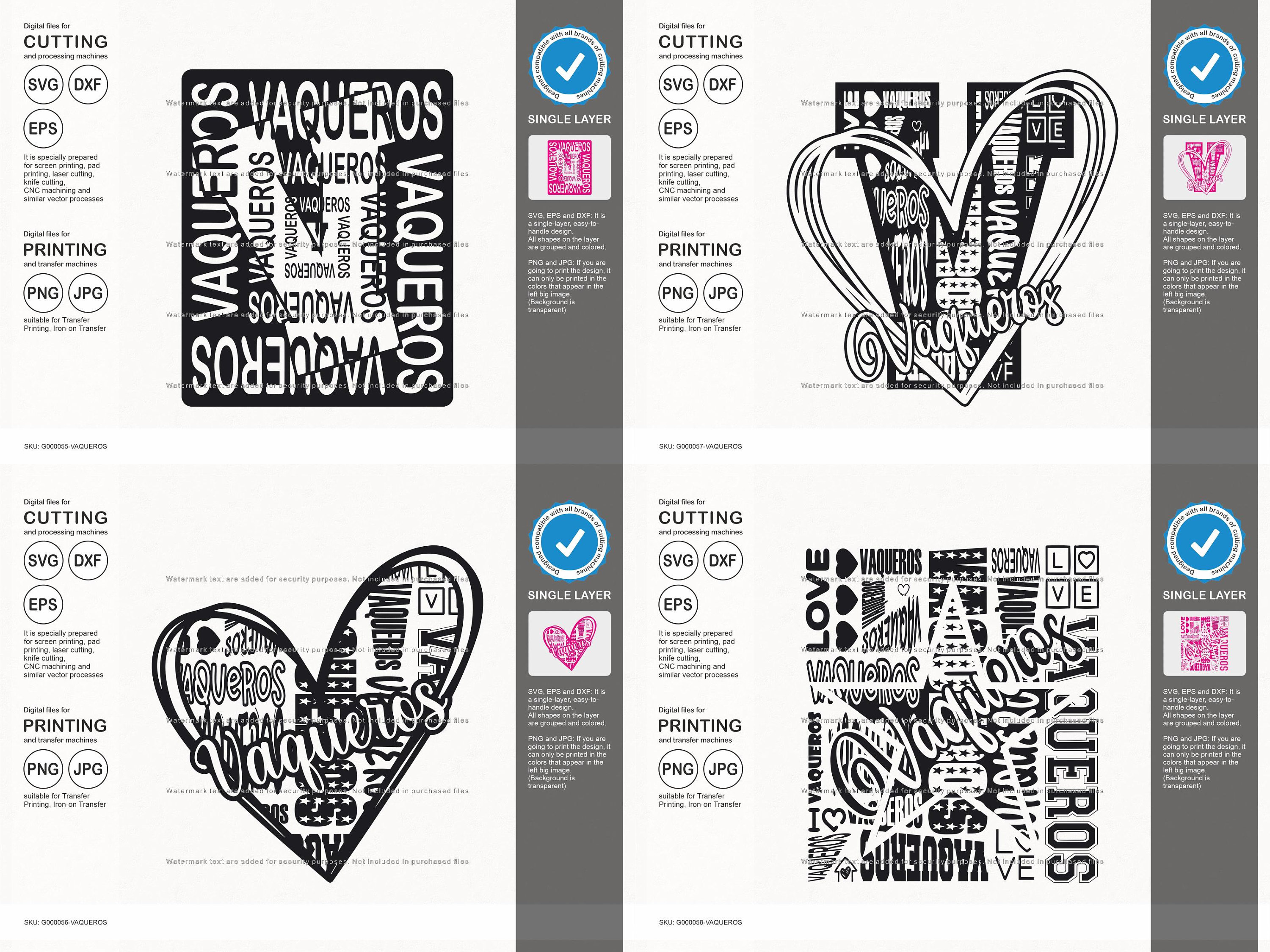 Vaqueros Svg, Vaquero 12 Typography Svg Mascot Designs Pack, Vaqueros ...