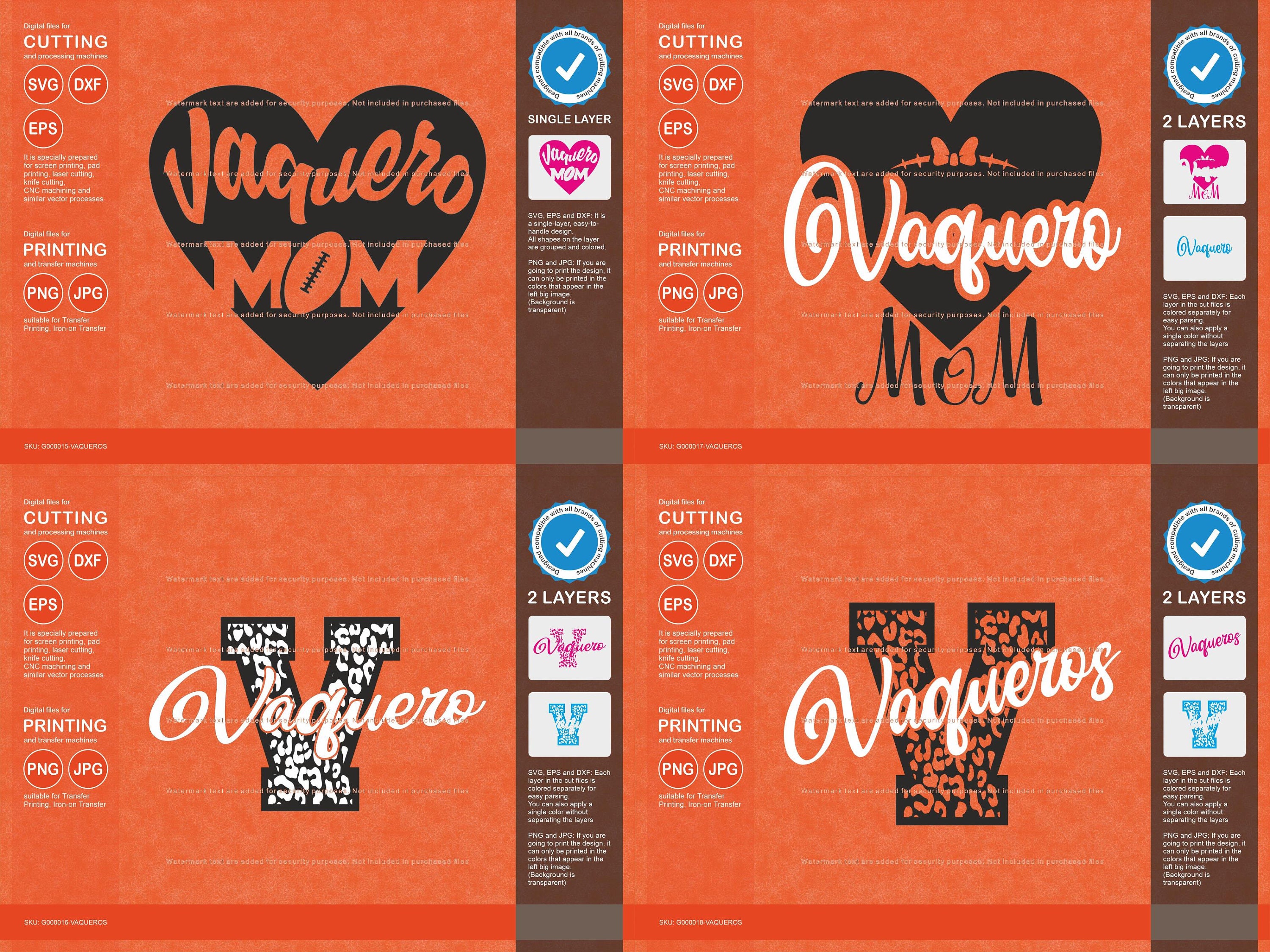 Vaqueros Svg, Vaquero 12 Leopard Svg Mascot Designs Pack, Vaqueros ...