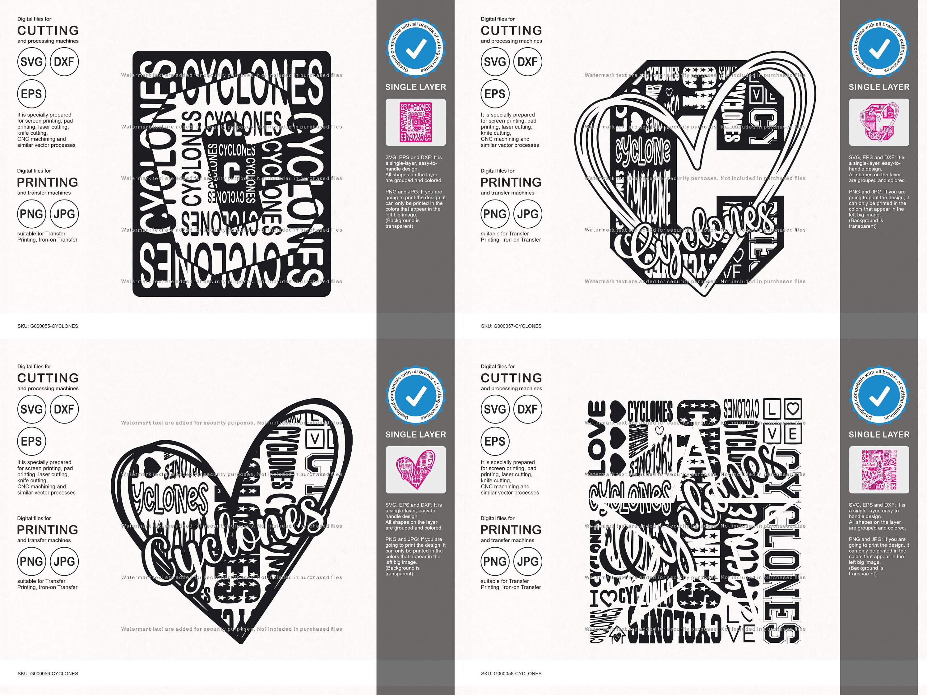 Cyclones Svg, Cyclone 12 Typography Svg Mascot Designs Pack, Cyclones ...