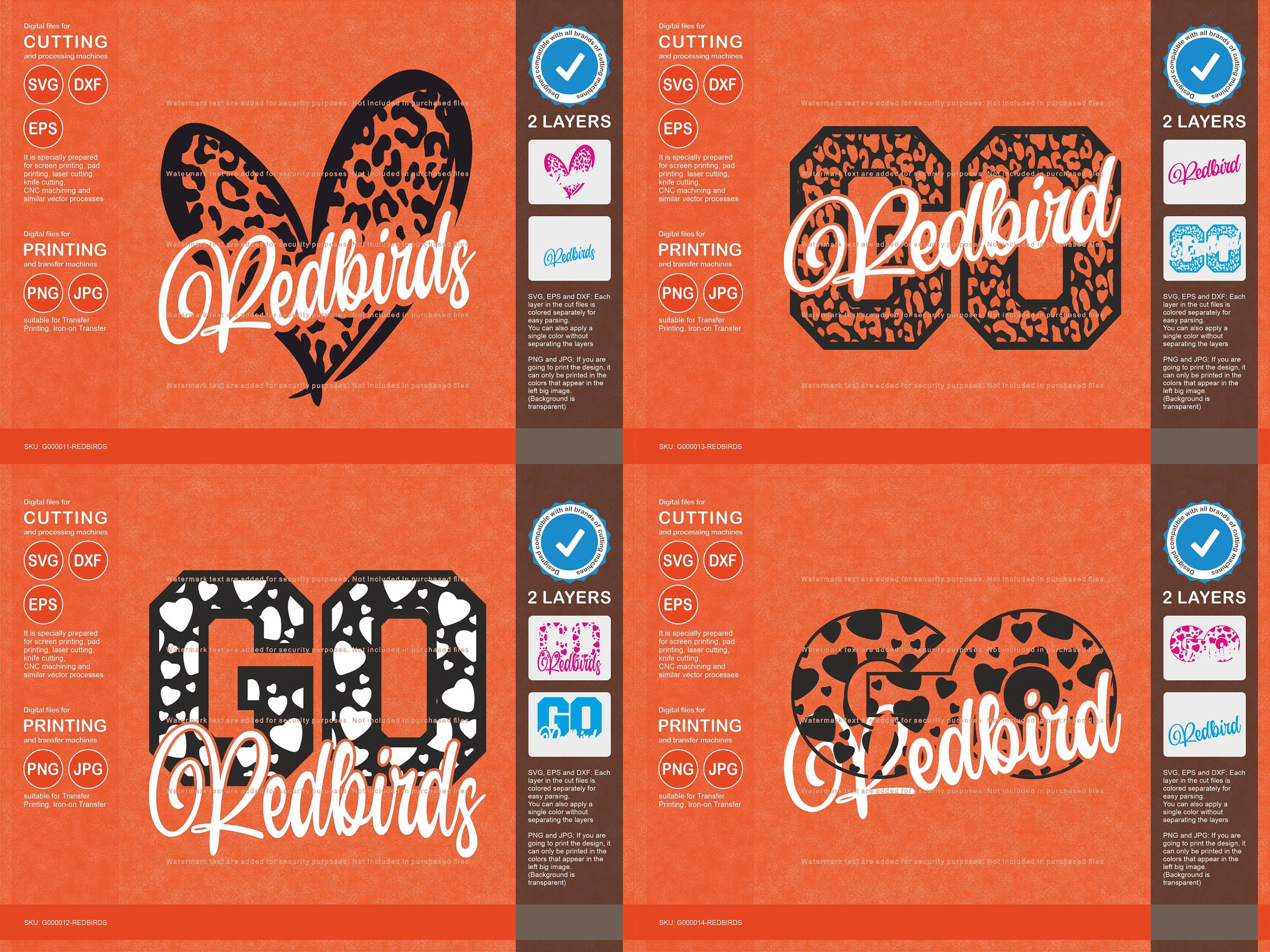 Redbirds Svg, Redbird 12 Leopard Svg Mascot Designs Pack, Redbirds ...