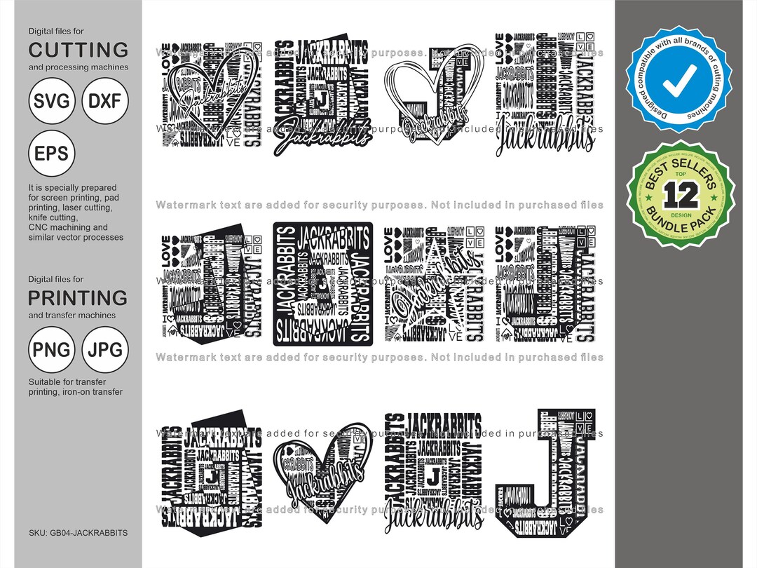 Jackrabbits Svg, Jackrabbit 12 Typography Svg Mascot Designs Pack ...