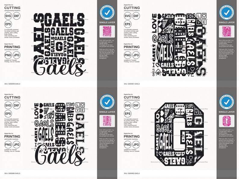Gaels Svg, Gael 12 Typography Svg Mascot Designs Pack, Gaels Typography ...