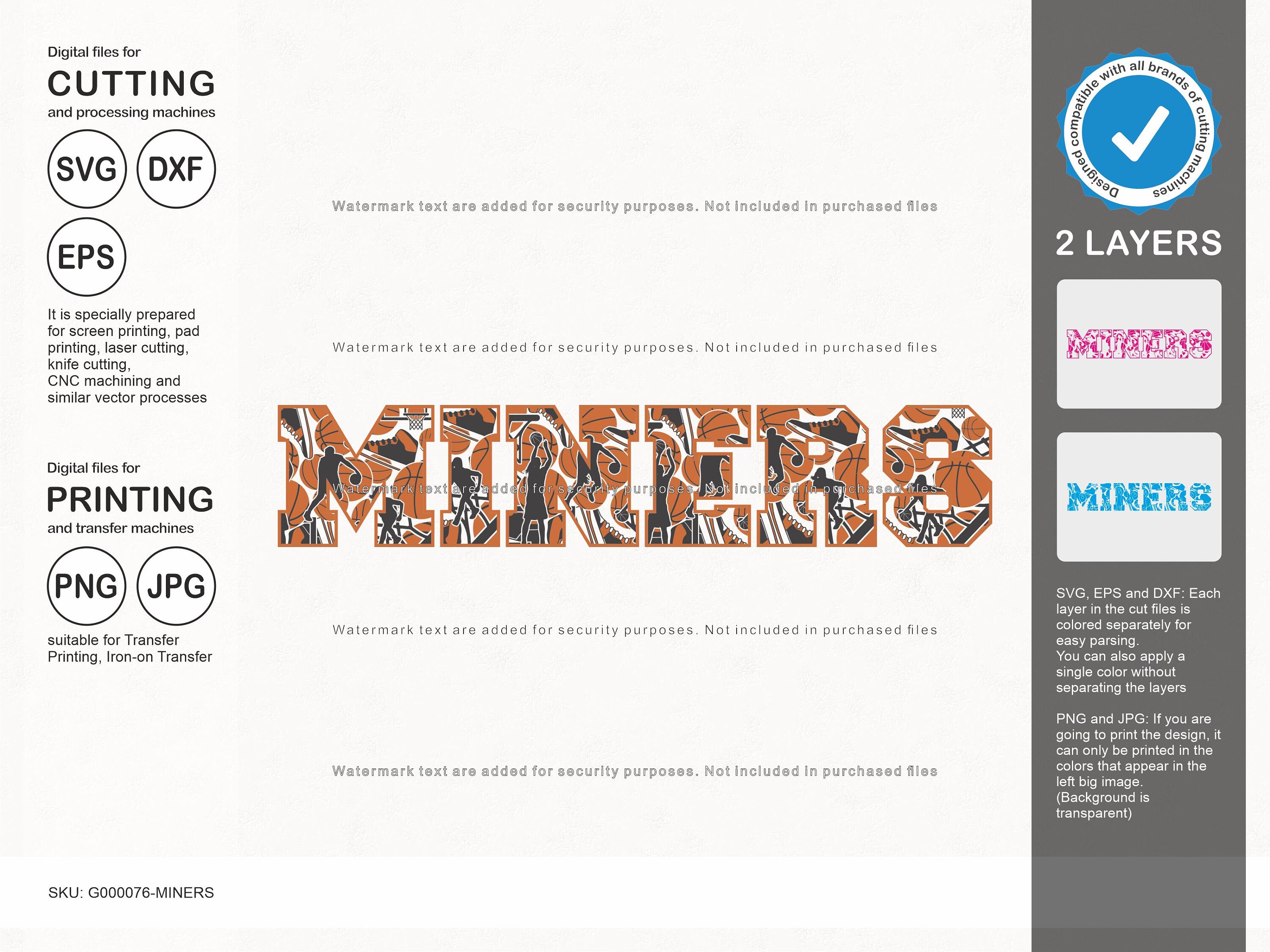 Miners Svg, Miners Basketball Svg, 9-pack Miners Svg Bundle, Cut and ...