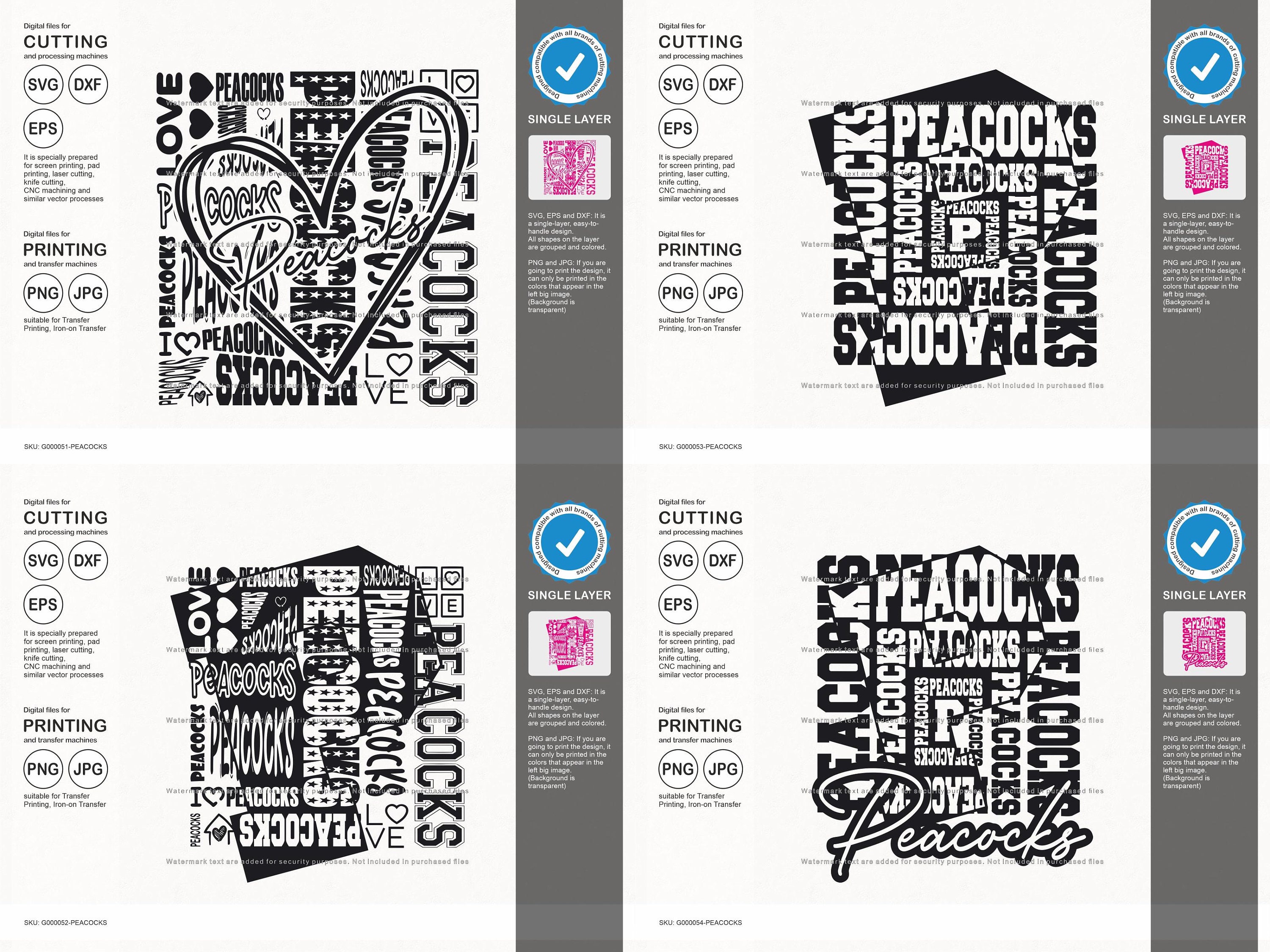 Peacocks Svg, Peacock 12 Typography Svg Mascot Designs Pack, Peacocks ...