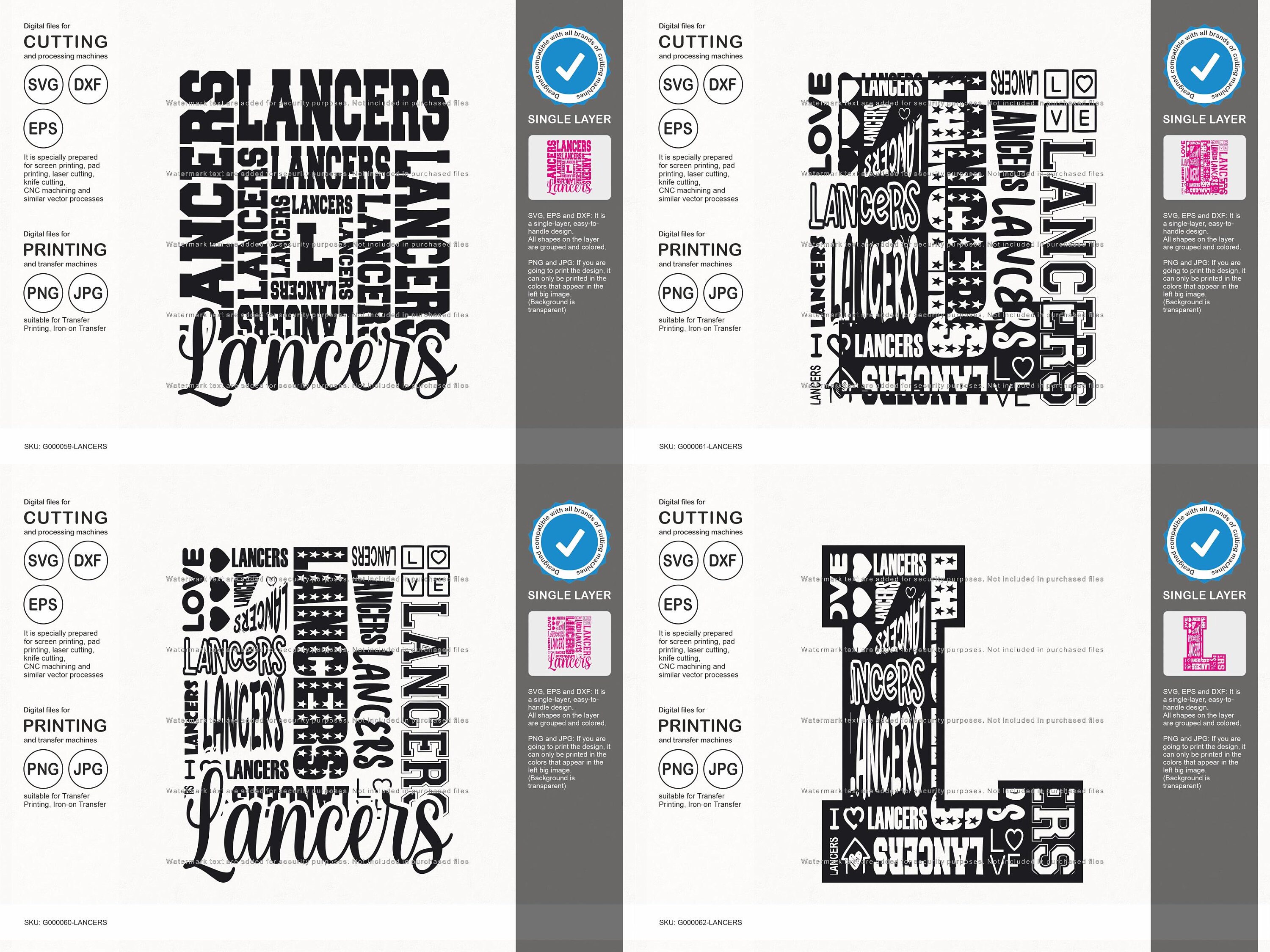 Lancers Svg, Lancer 12 Typography Svg Mascot Designs Pack, Lancers ...