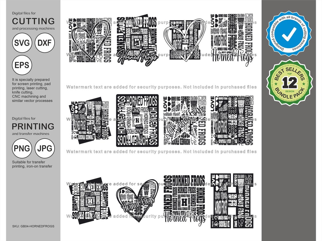 Horned Frogs Svg, Horned Frog 12 Typography Svg Mascot Designs Pack ...