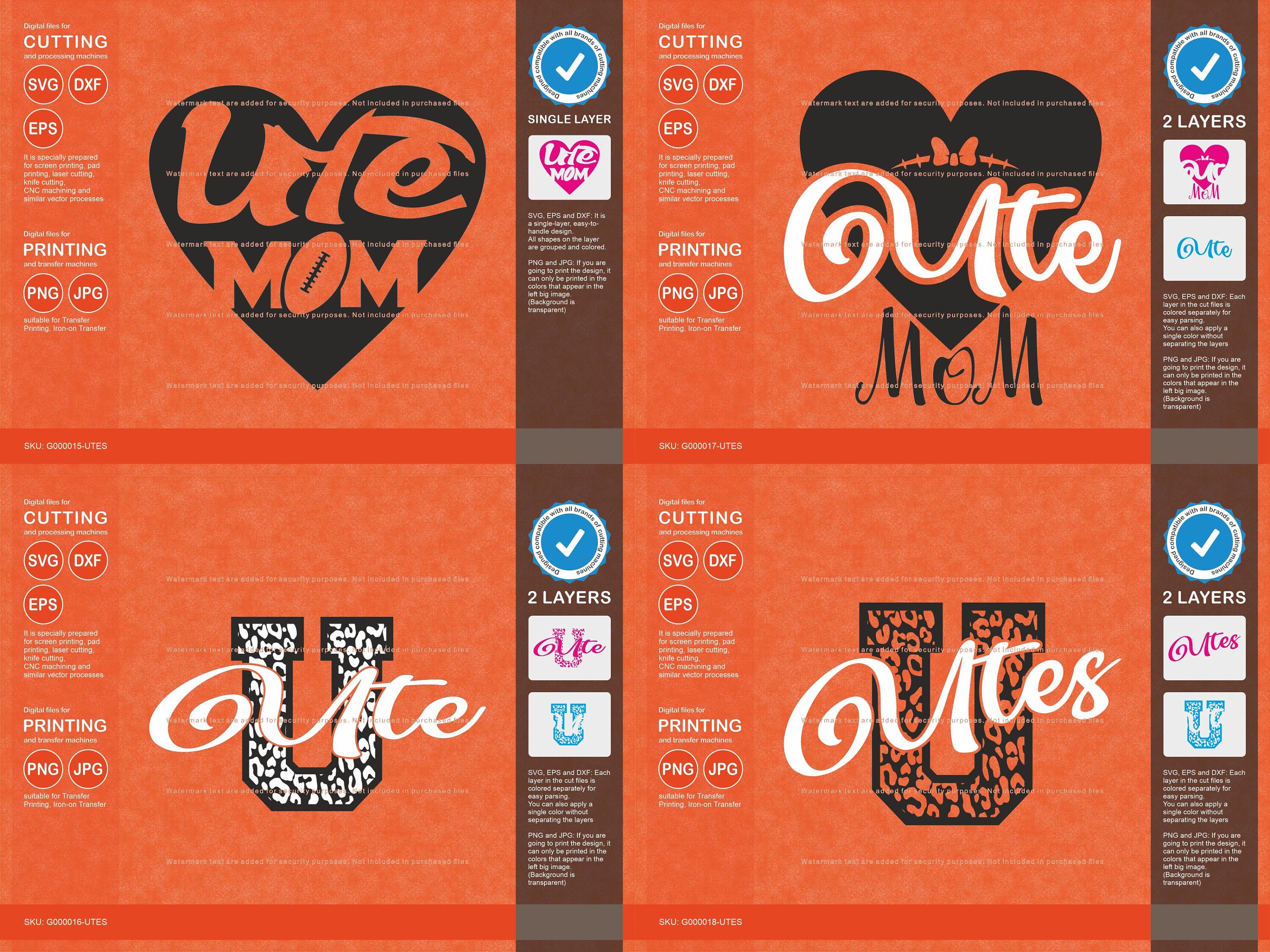 Utes Svg, Ute 12 Leopard Svg Mascot Designs Pack, Utes Leopard Svg Cut ...