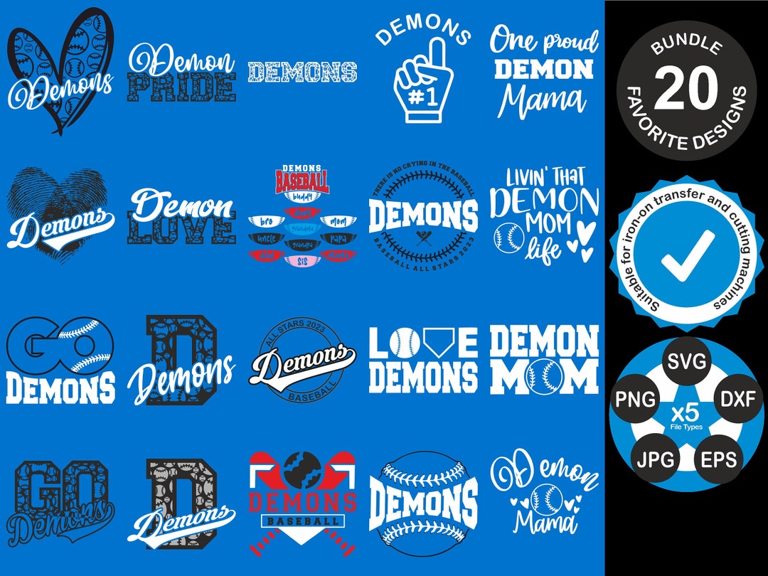 Demons 20 Baseball Design Bundle Demons Svg Demon Svg Demon - Etsy