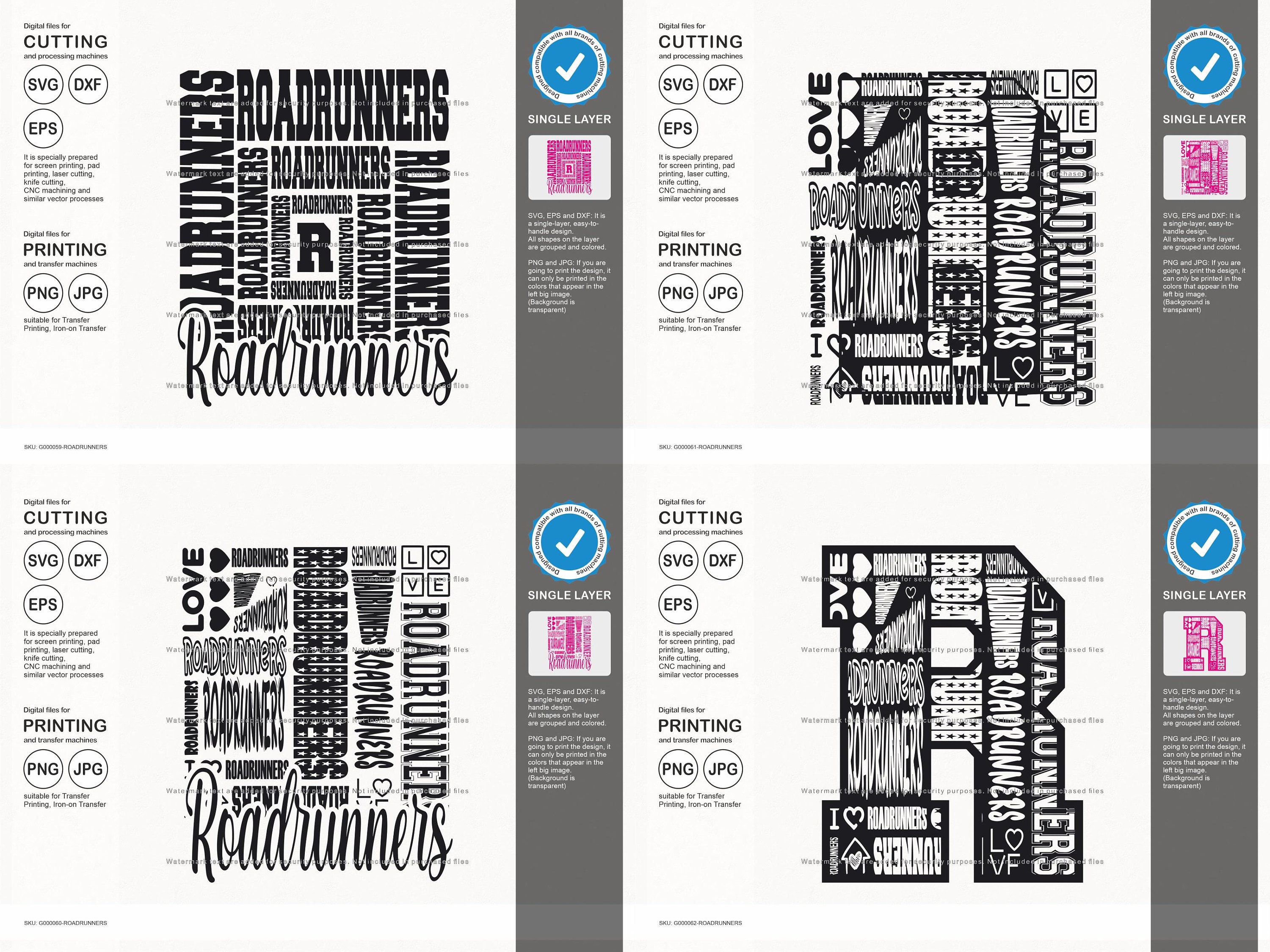 Roadrunners Svg, Roadrunner 12 Typography Svg Mascot Designs Pack ...