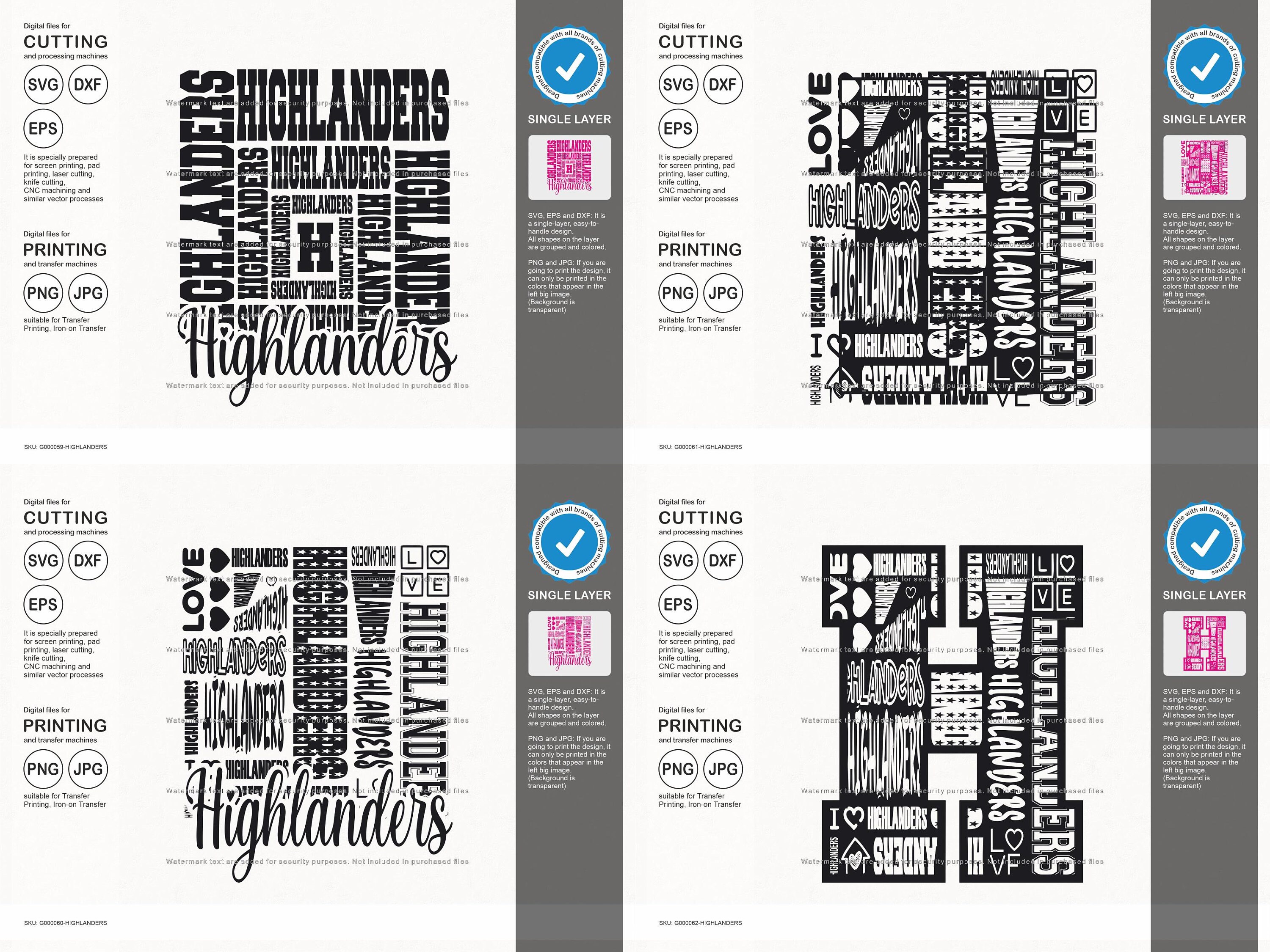 Highlanders Svg, Highlander 12 Typography Svg Mascot Designs Pack ...