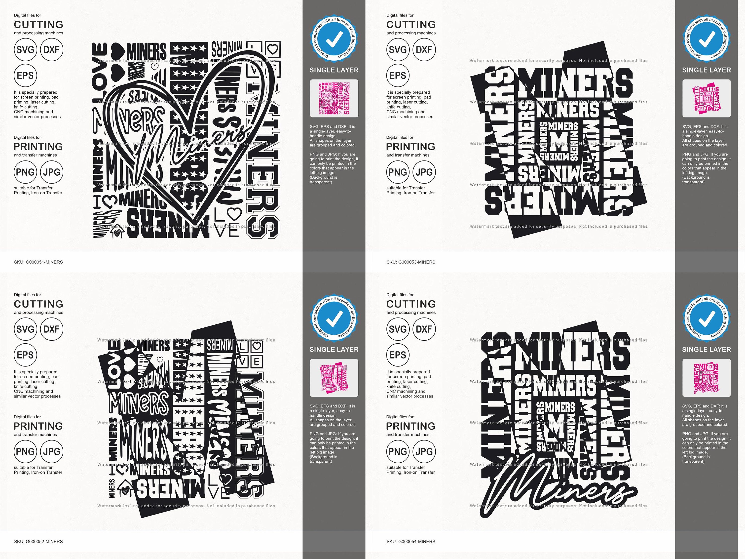 Miners Svg, Miner 12 Typography Svg Mascot Designs Pack, Miners ...