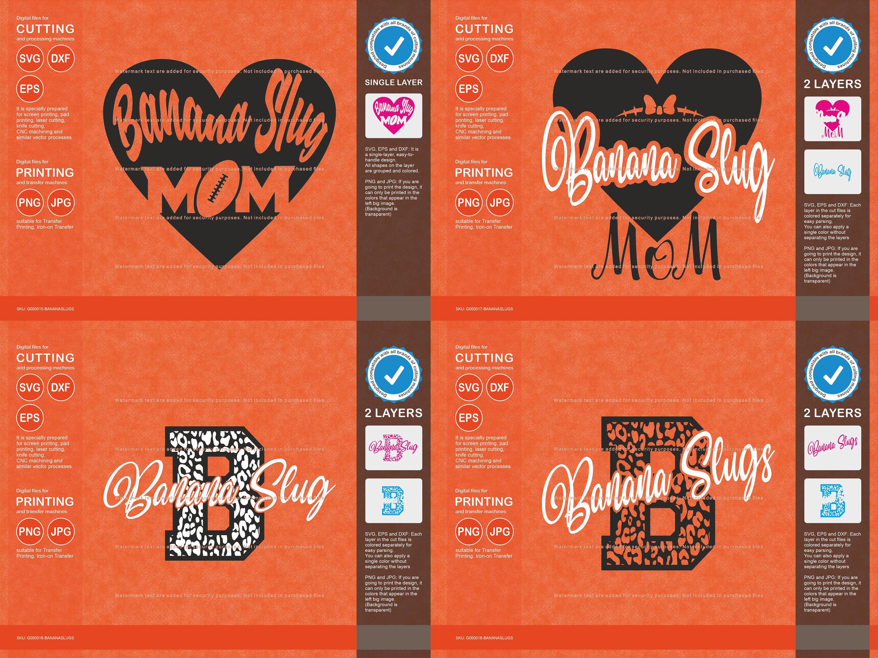 Banana Slugs Svg, Banana Slug 12 Leopard Svg Mascot Designs Pack ...