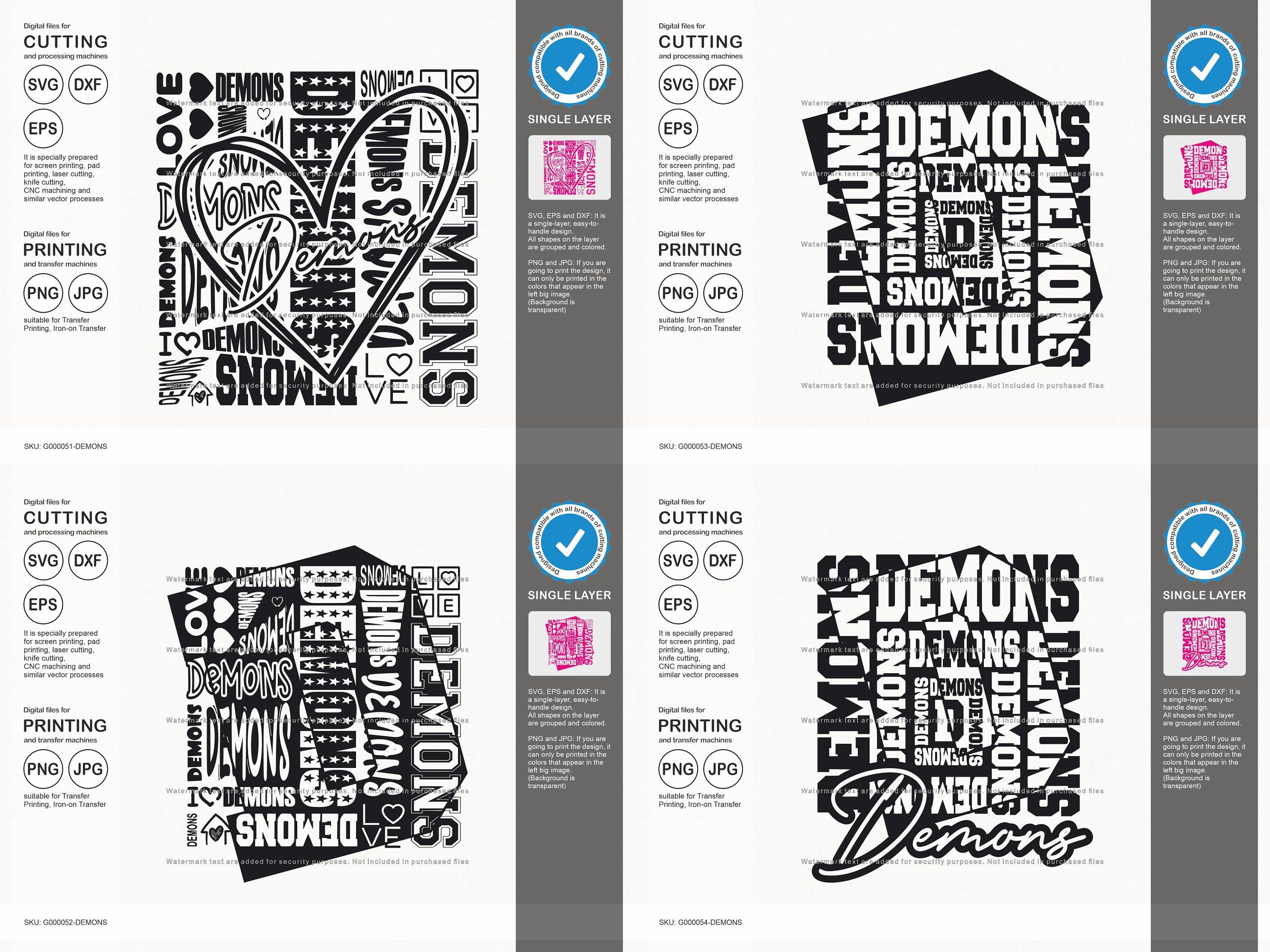 Demons Svg, Demon 12 Typography Svg Mascot Designs Pack, Demons ...