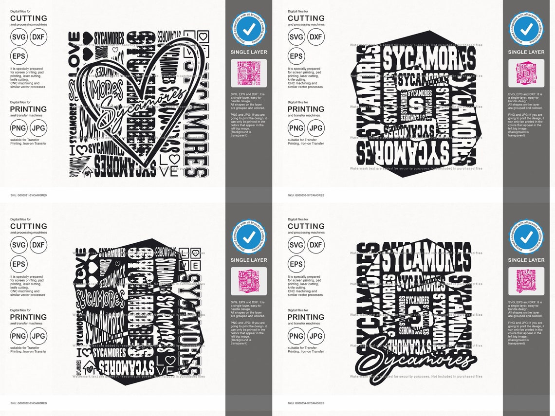 Sycamores Svg Sycamore 12 Typography Svg Mascot Designs Pack - Etsy
