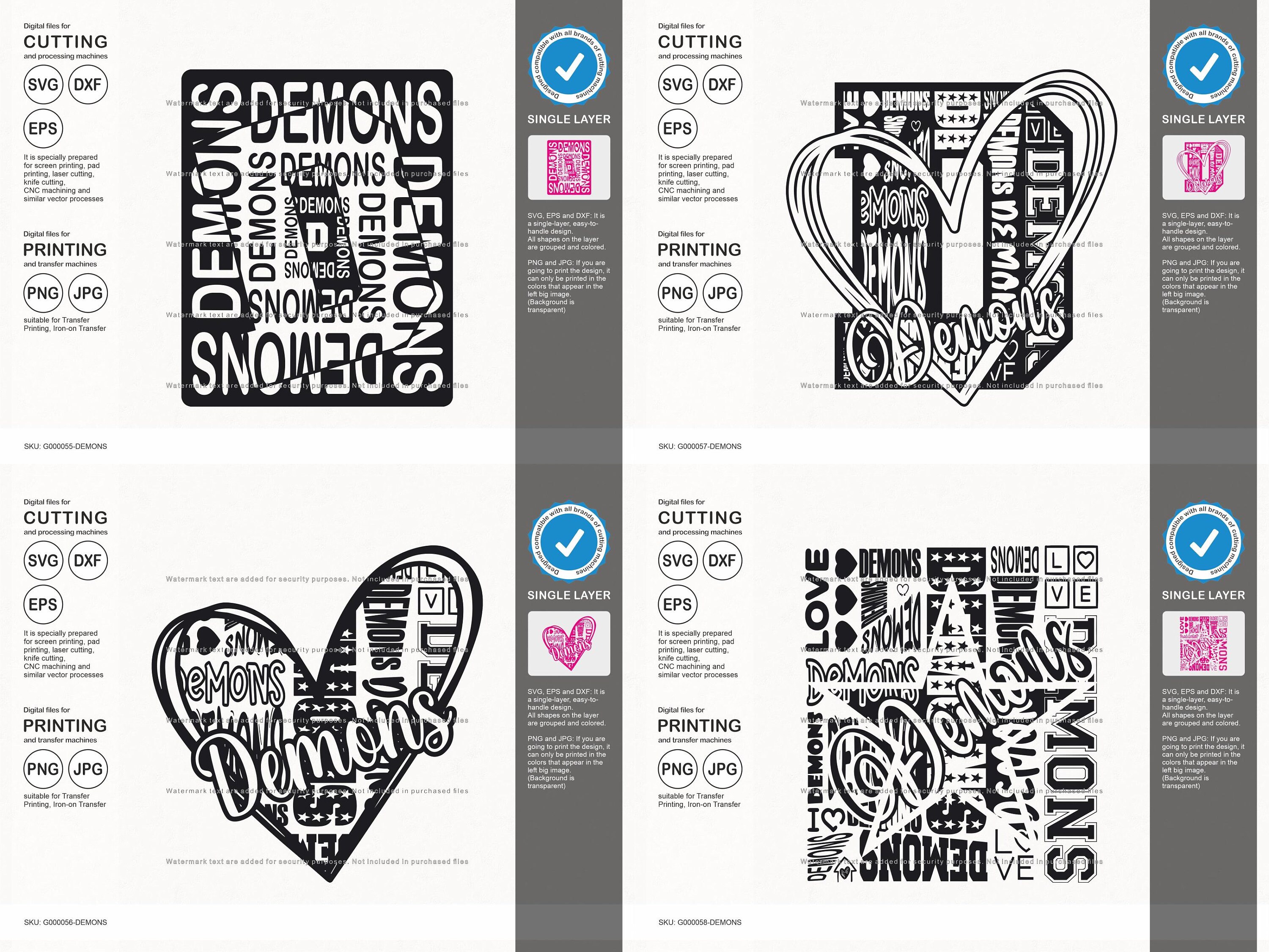 Demons Svg, Demon 12 Typography Svg Mascot Designs Pack, Demons ...