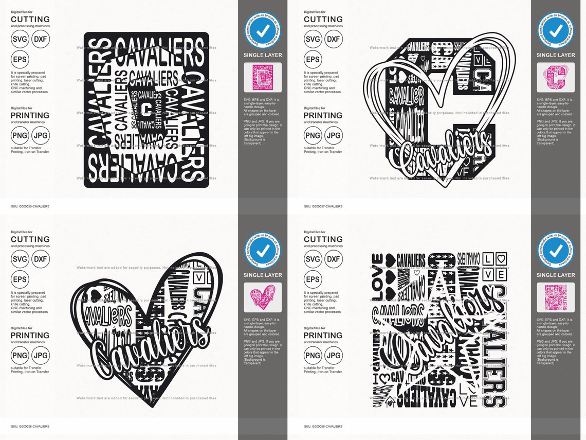 Cavaliers Svg, Cavalier 12 Typography Svg Mascot Designs Pack ...