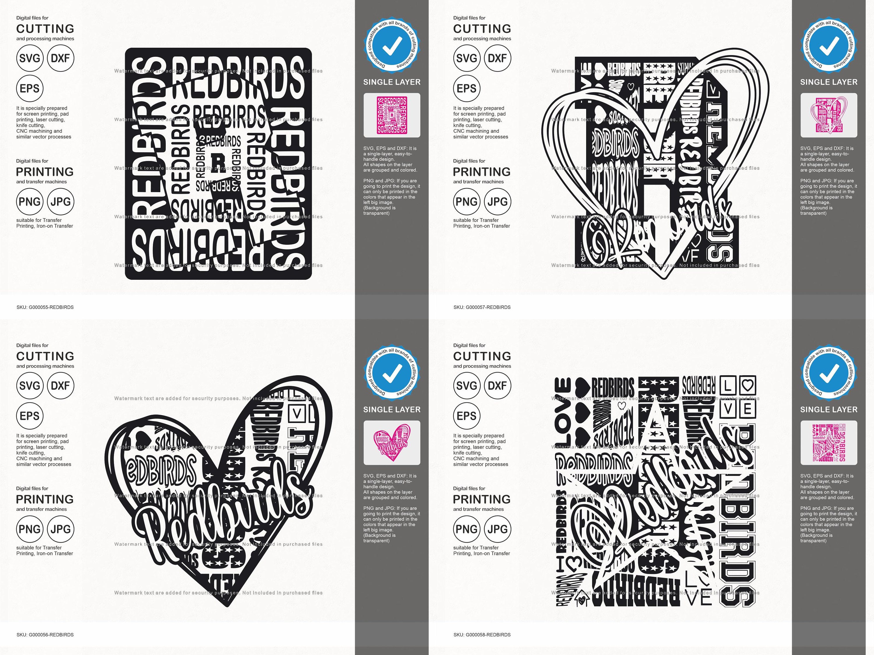 Redbirds Svg, Redbird 12 Typography Svg Mascot Designs Pack, Redbirds ...