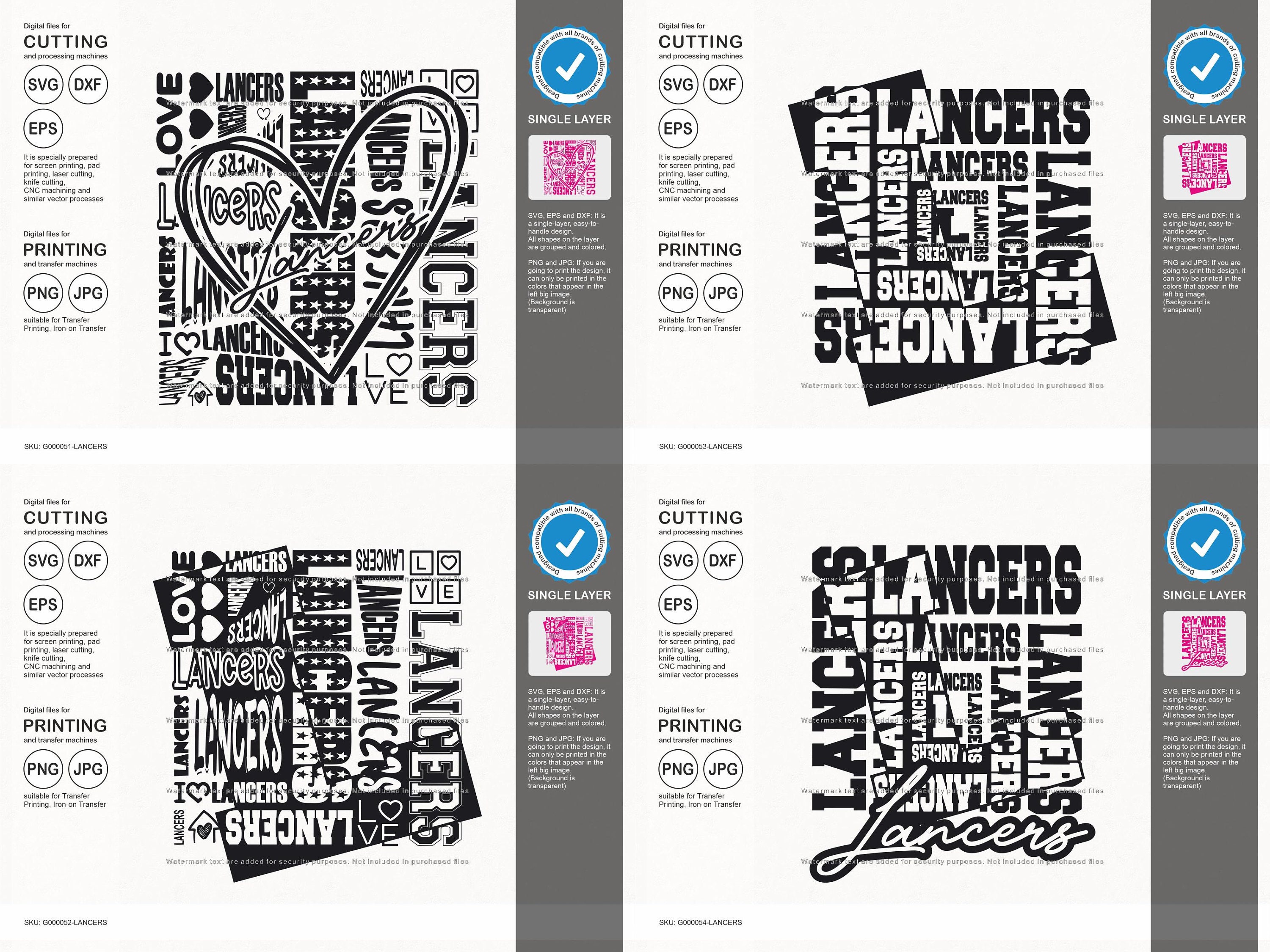 Lancers Svg, Lancer 12 Typography Svg Mascot Designs Pack, Lancers ...