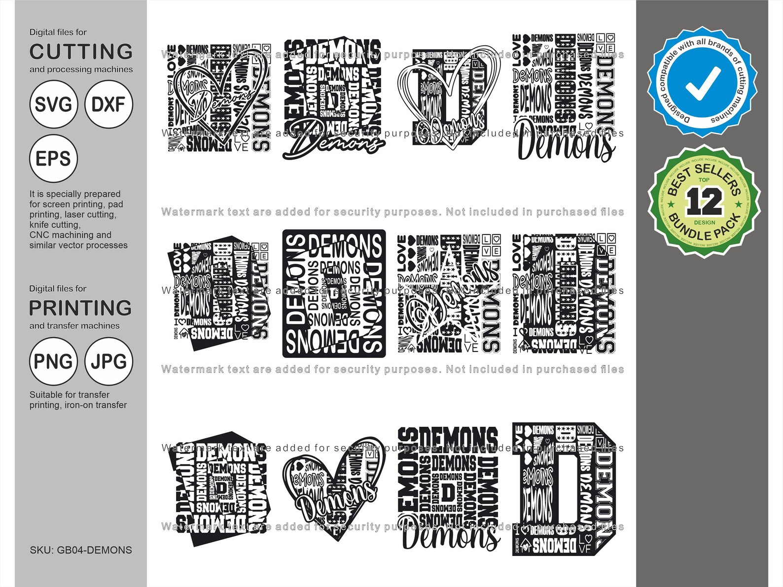 Demons Svg, Demon 12 Typography Svg Mascot Designs Pack, Demons ...