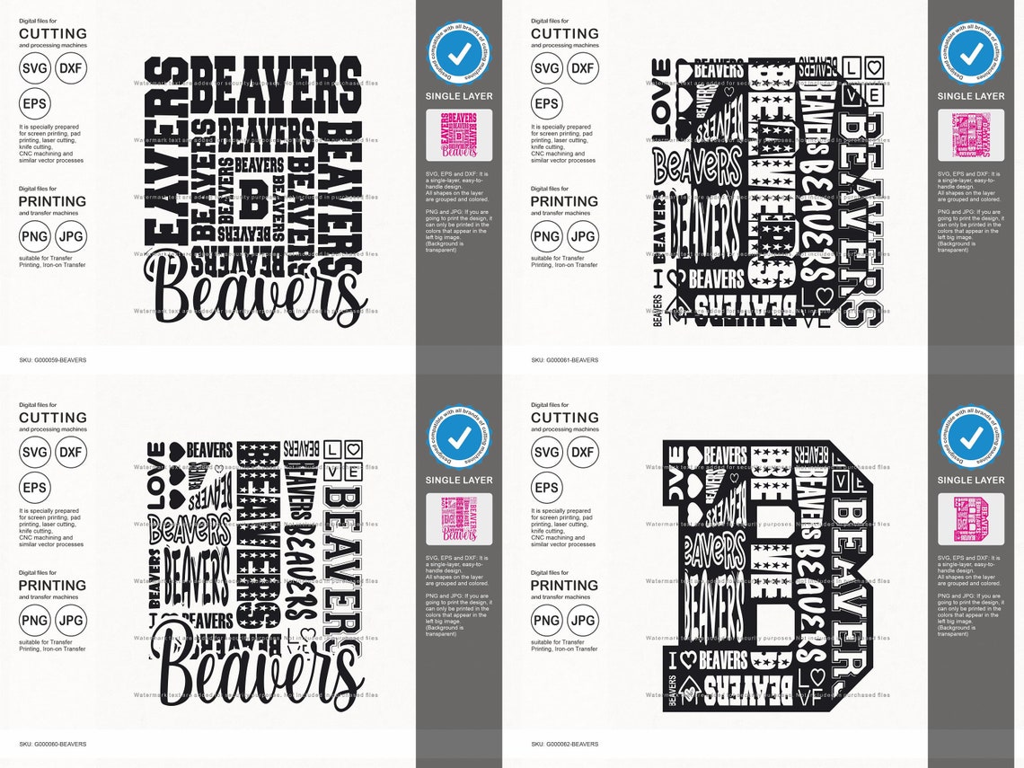 Beavers Svg, Beaver 12 Typography Svg Mascot Designs Pack, Beavers ...