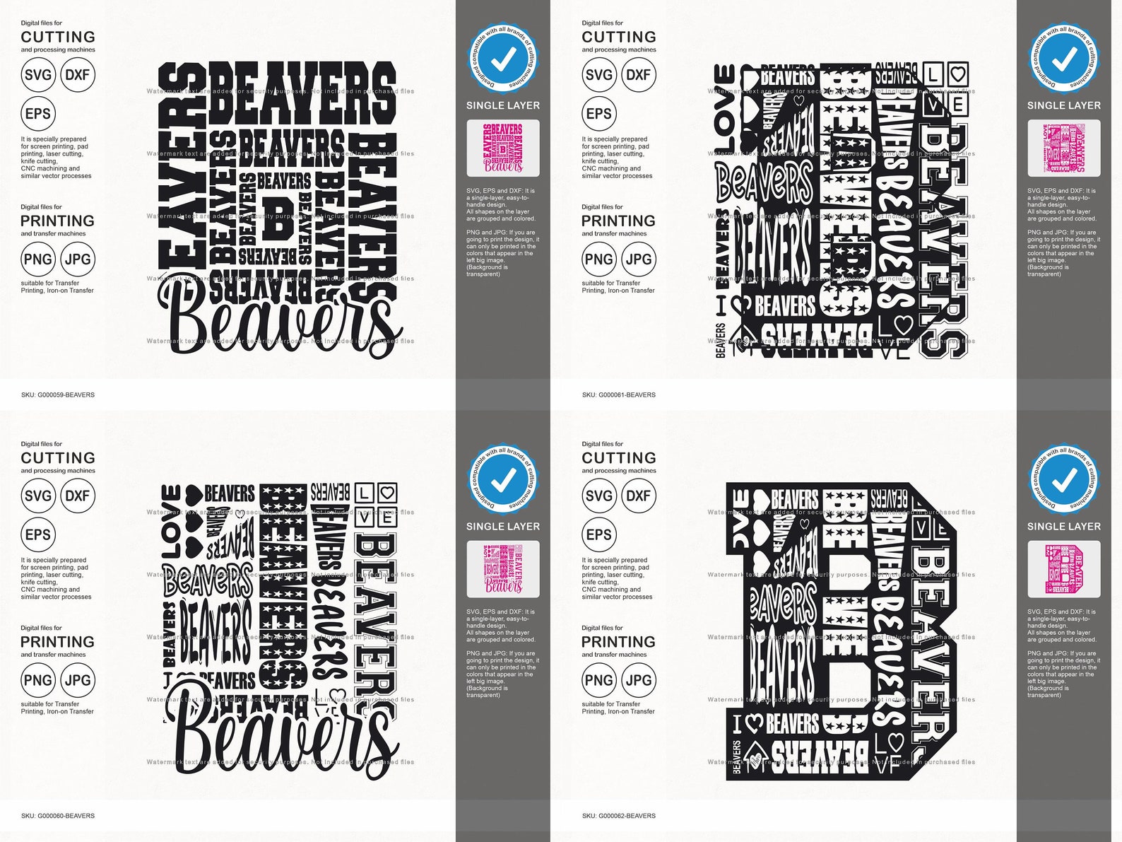 Beavers Svg, Beaver 12 Typography Svg Mascot Designs Pack, Beavers ...