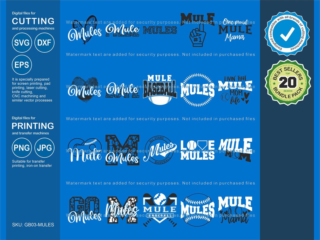 Mules Svg, Mule 20 Baseball Svg Mascot Designs Pack, Mules Svg Cut ...