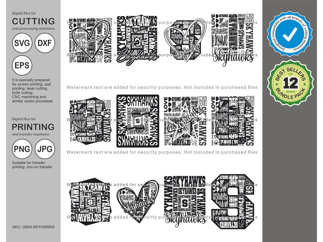 Skyhawks Svg, Skyhawk 12 Typography Svg Mascot Designs Pack, Skyhawks ...