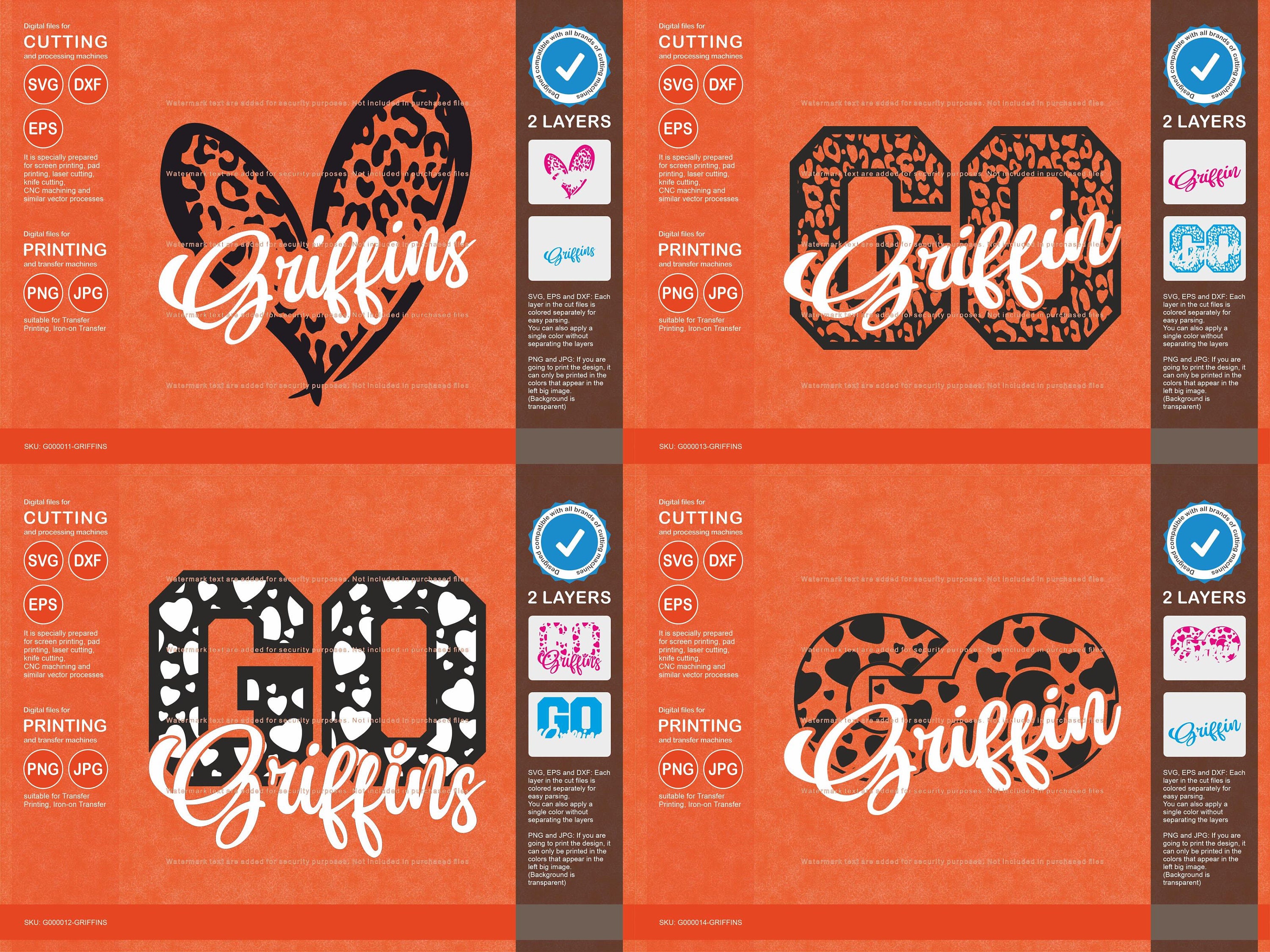 Griffins Svg Griffin 12 Leopard Svg Mascot Designs Pack - Etsy