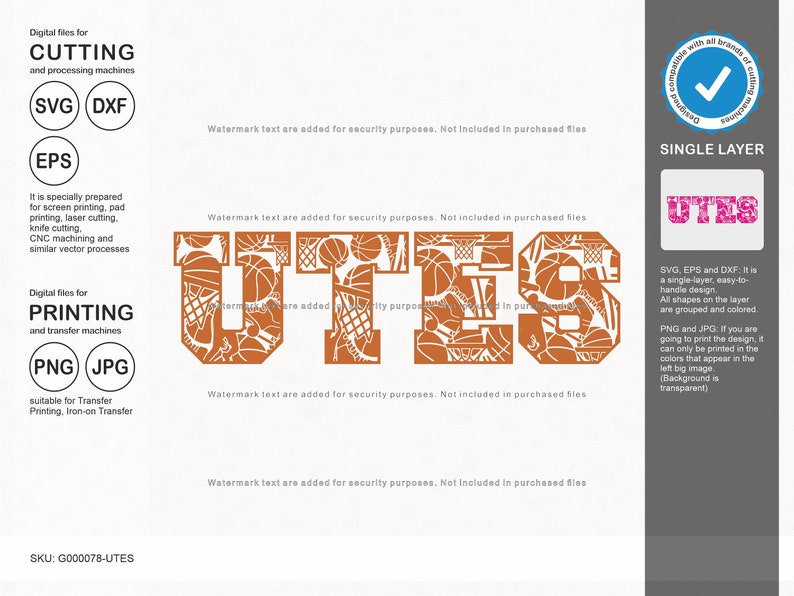Utes Svg, Utes Basketball Svg, 9-pack Utes Svg Bundle, Cut and Iron-on ...