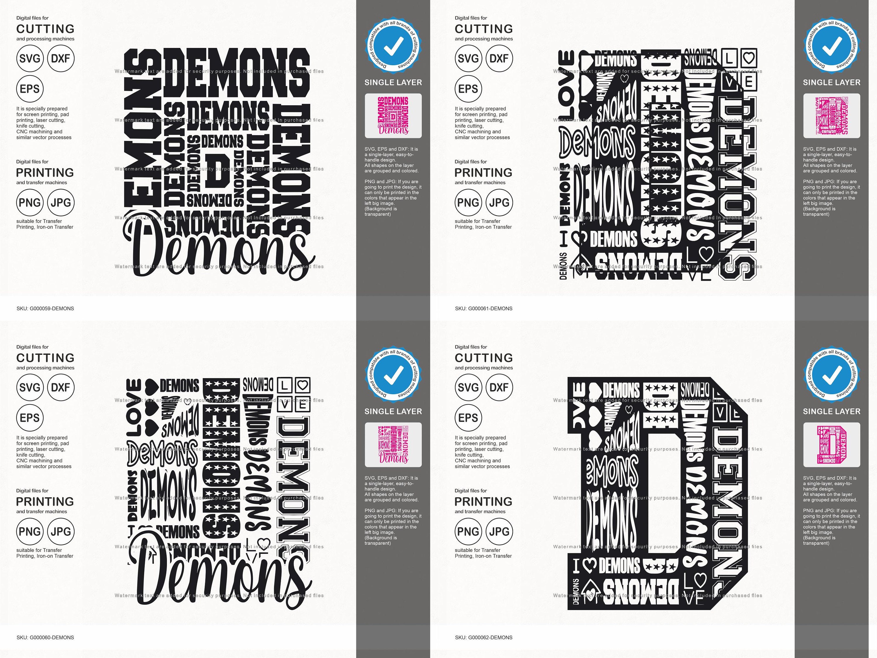 Demons Svg, Demon 12 Typography Svg Mascot Designs Pack, Demons ...