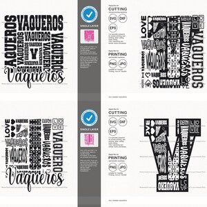 Vaqueros Svg, Vaquero 12 Typography Svg Mascot Designs Pack, Vaqueros ...