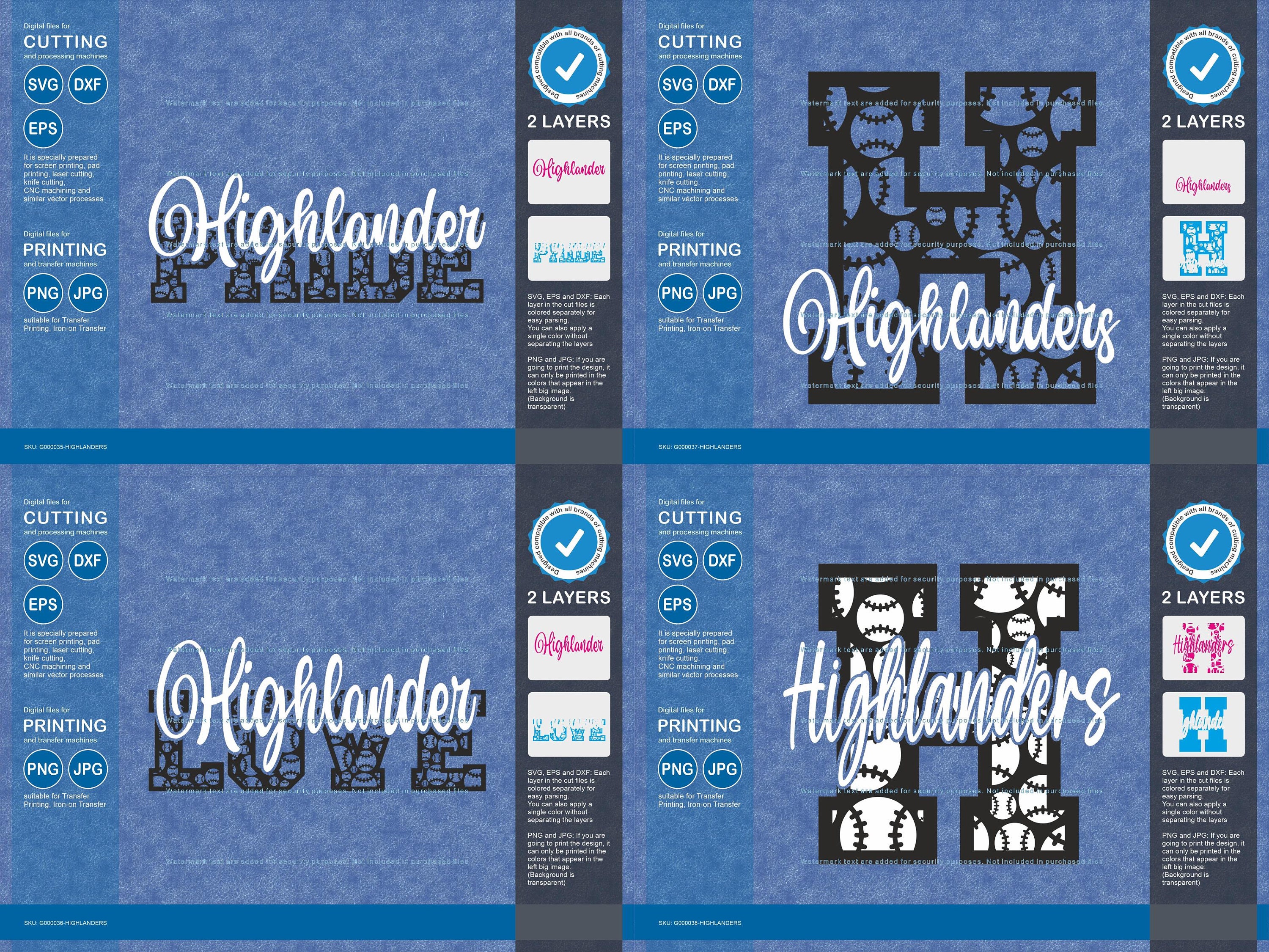 Highlanders Svg, Highlander 20 Baseball Svg Mascot Designs Pack ...